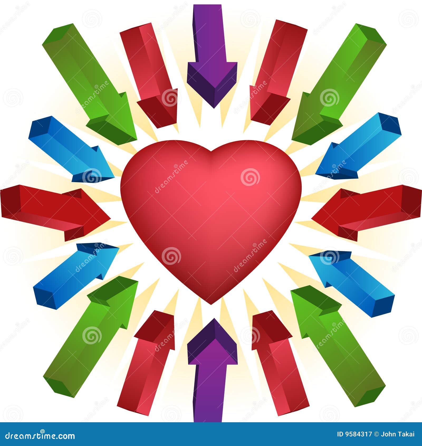 Heart with Arrows stock vector. Illustration of point - 9584317