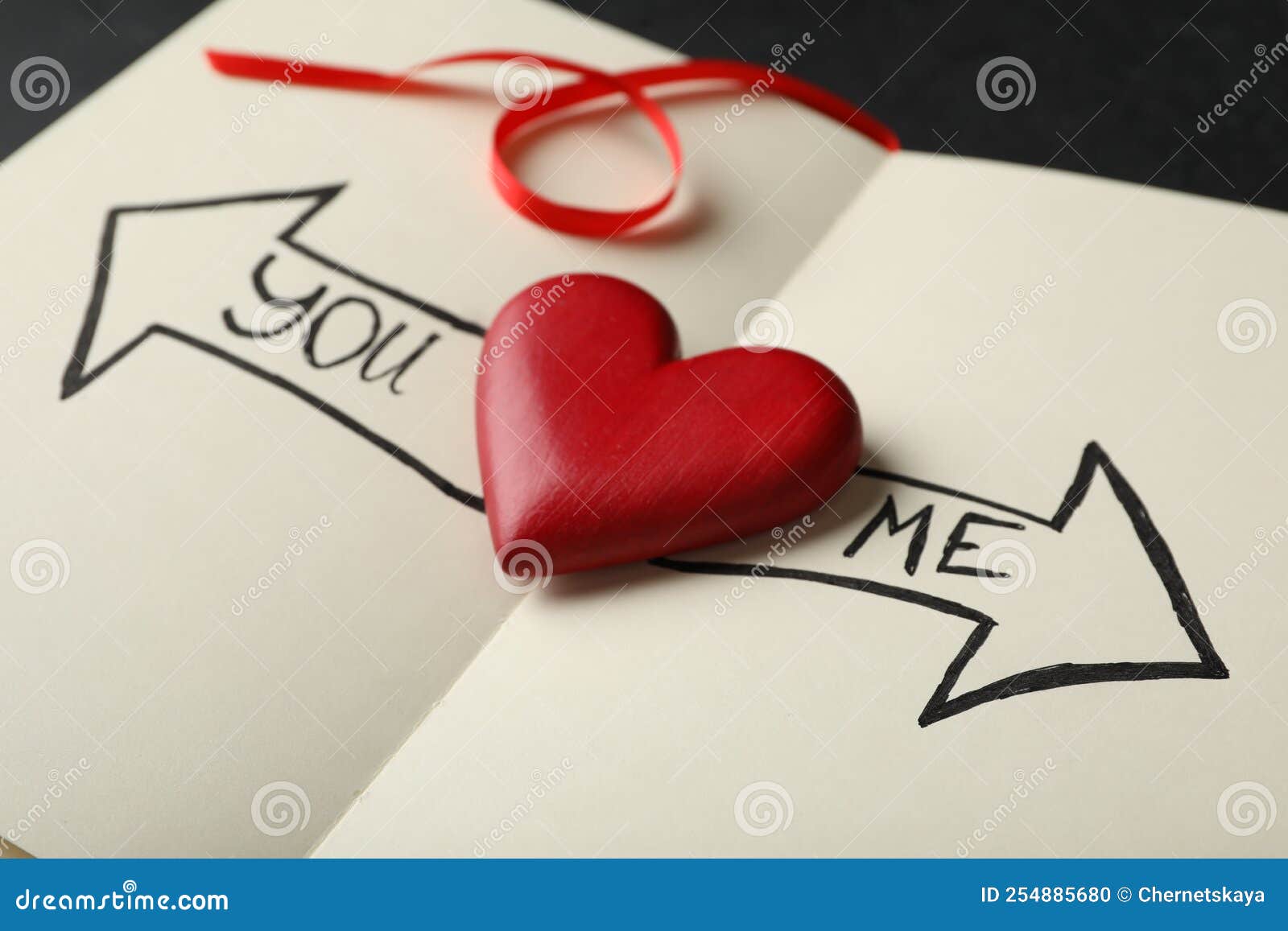 Heart between Arrows with Words YOU and ME Pointing in Different ...