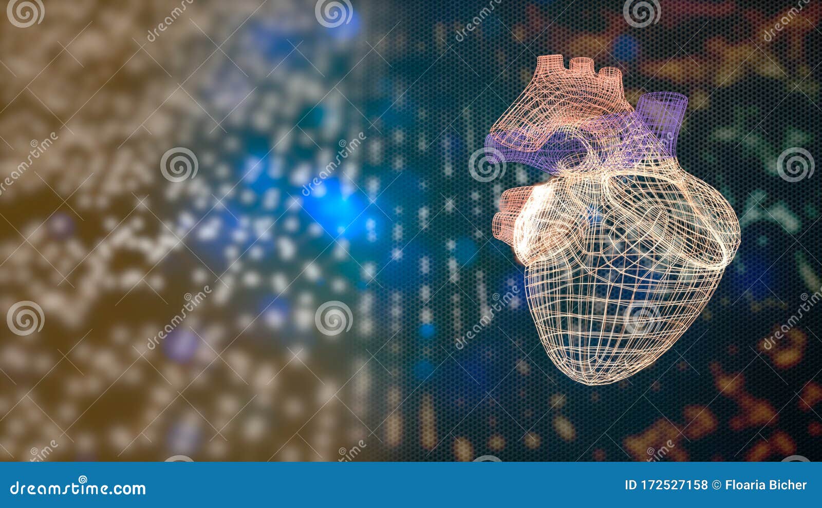 Heart Attack Concept. Abstract Grid Style Heart Pumping Blood Actively ...