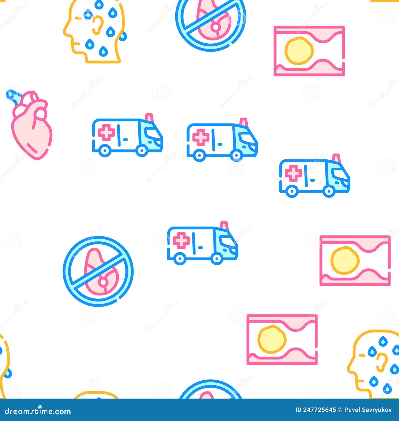 Heart Attack Disease Vector Seamless Pattern Stock Illustration ...