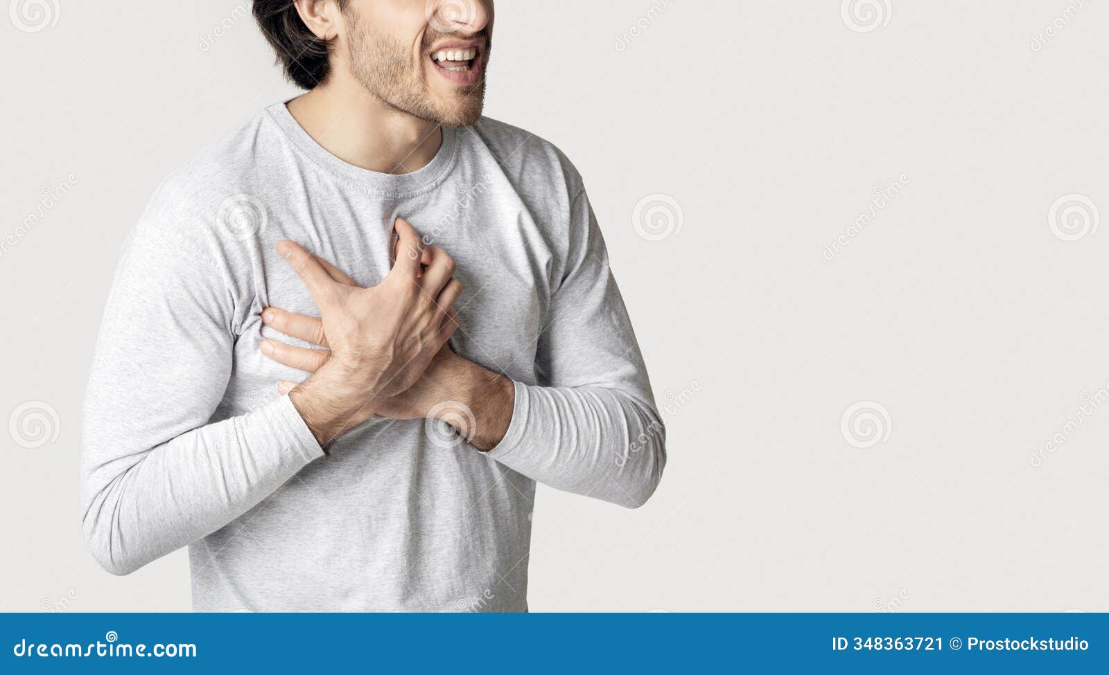 Heart Attack. Guy Presses Hands To Chest Stock Image - Image of ...