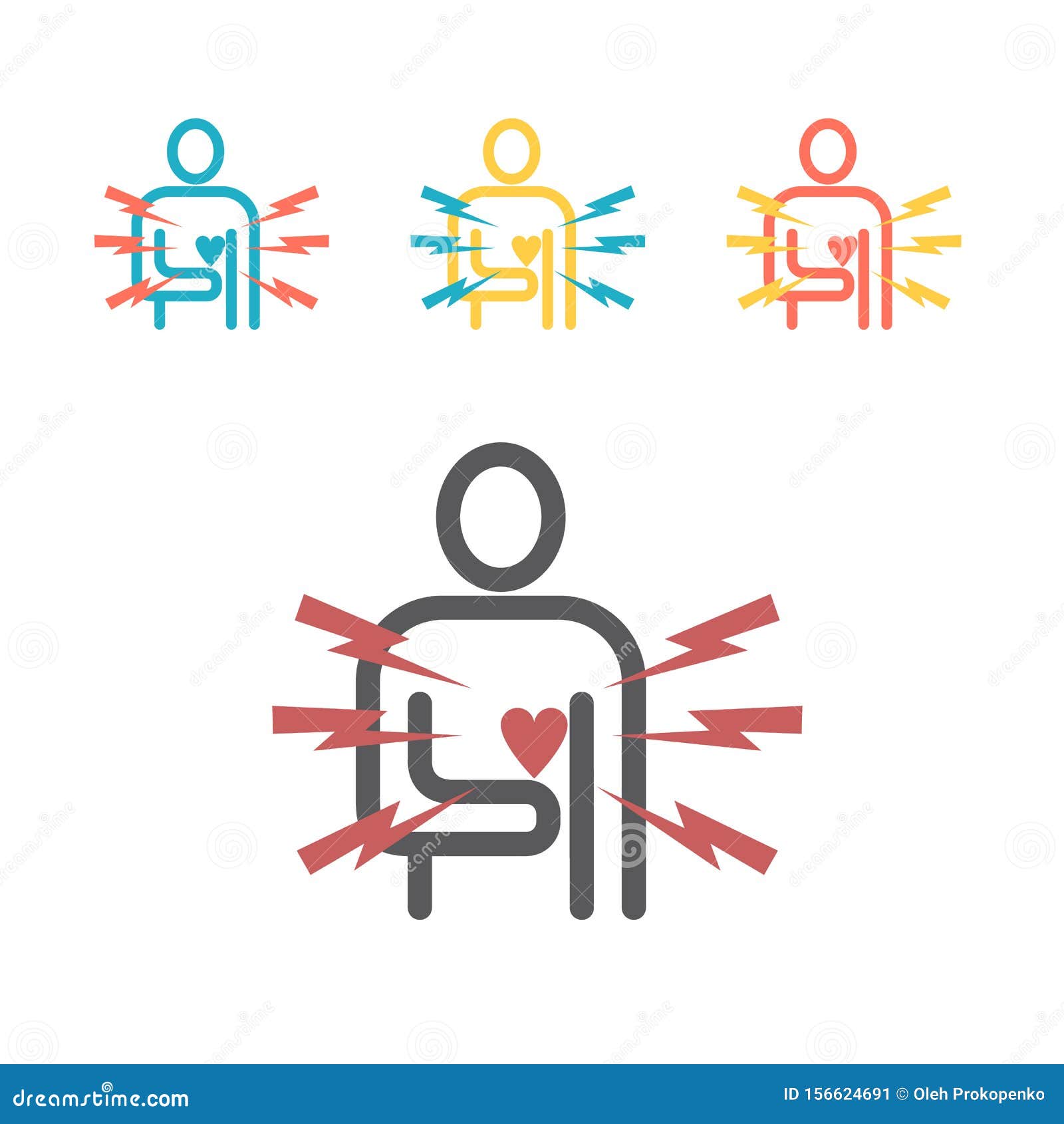 Heart Attack Line Icons. Vector Signs for Web Graphics Stock Vector ...