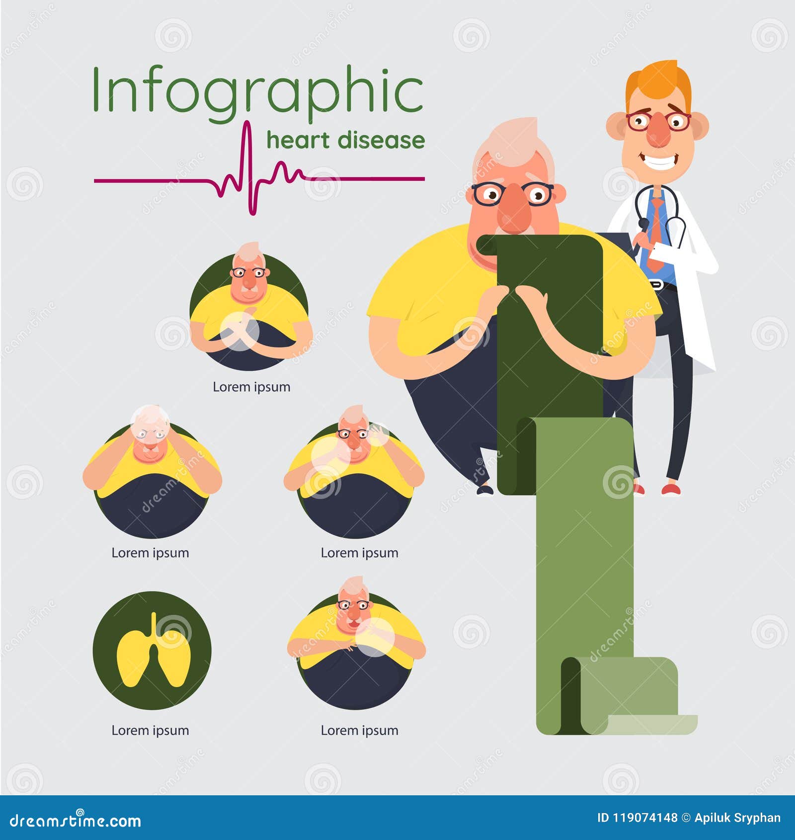 Heart Attack Risk Factors Logo Icon Design Infographic Stock