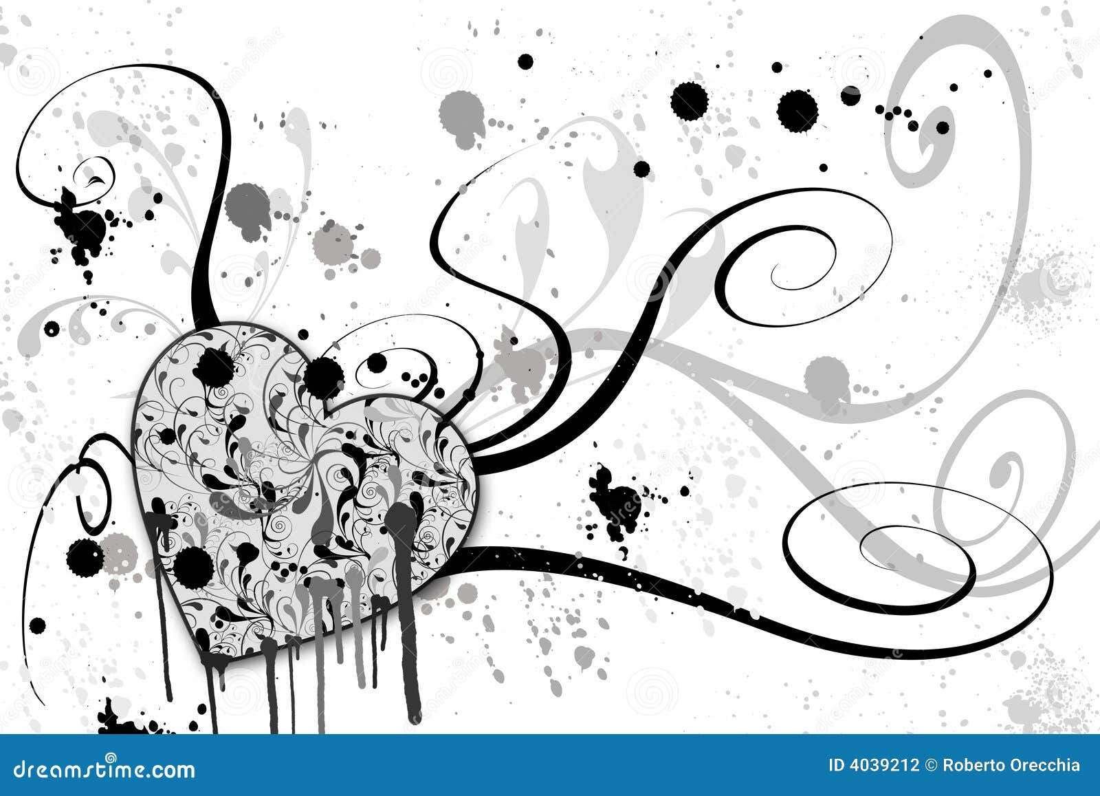 Heart b&w stock illustration. Illustration of shape - 4039212