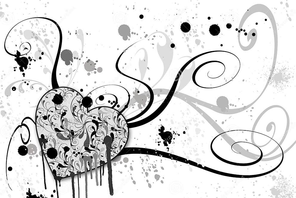 Heart b&w stock illustration. Illustration of shape - 4039212