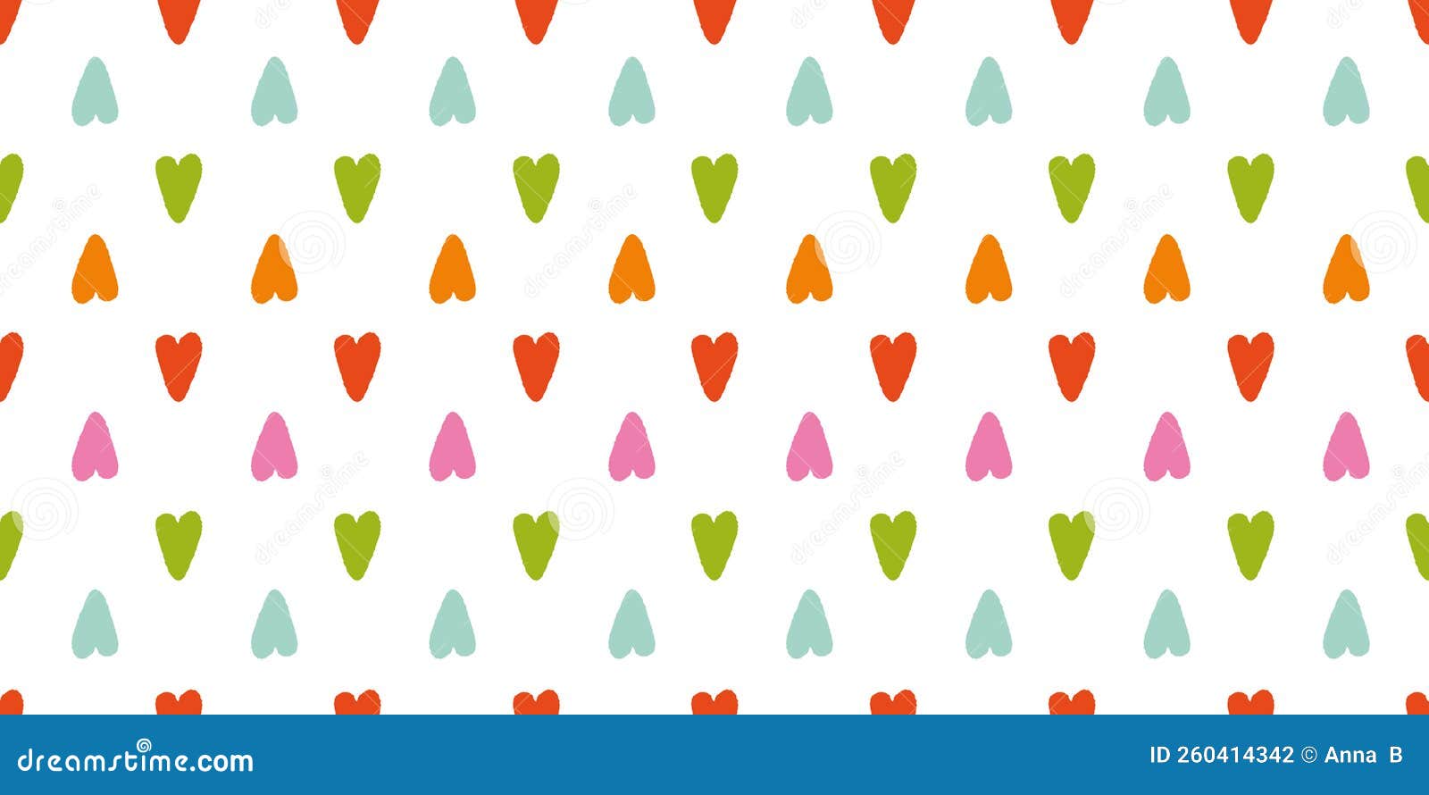 Heart Background Pattern Banner. Vector Seamless Repeat Border of Hand ...