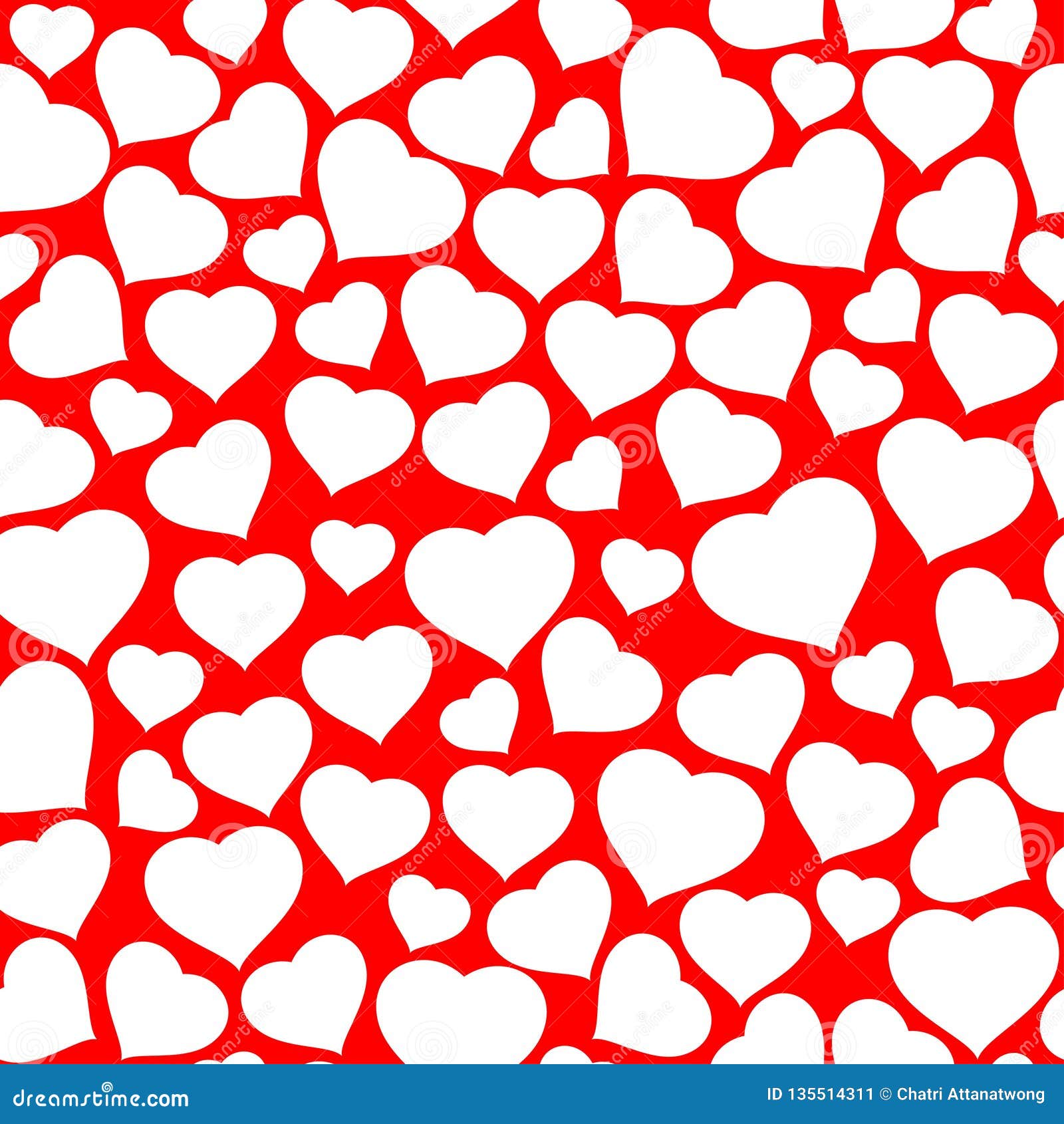 White Heart Shape Random Repeat Seamless Pattern Vector Background ...