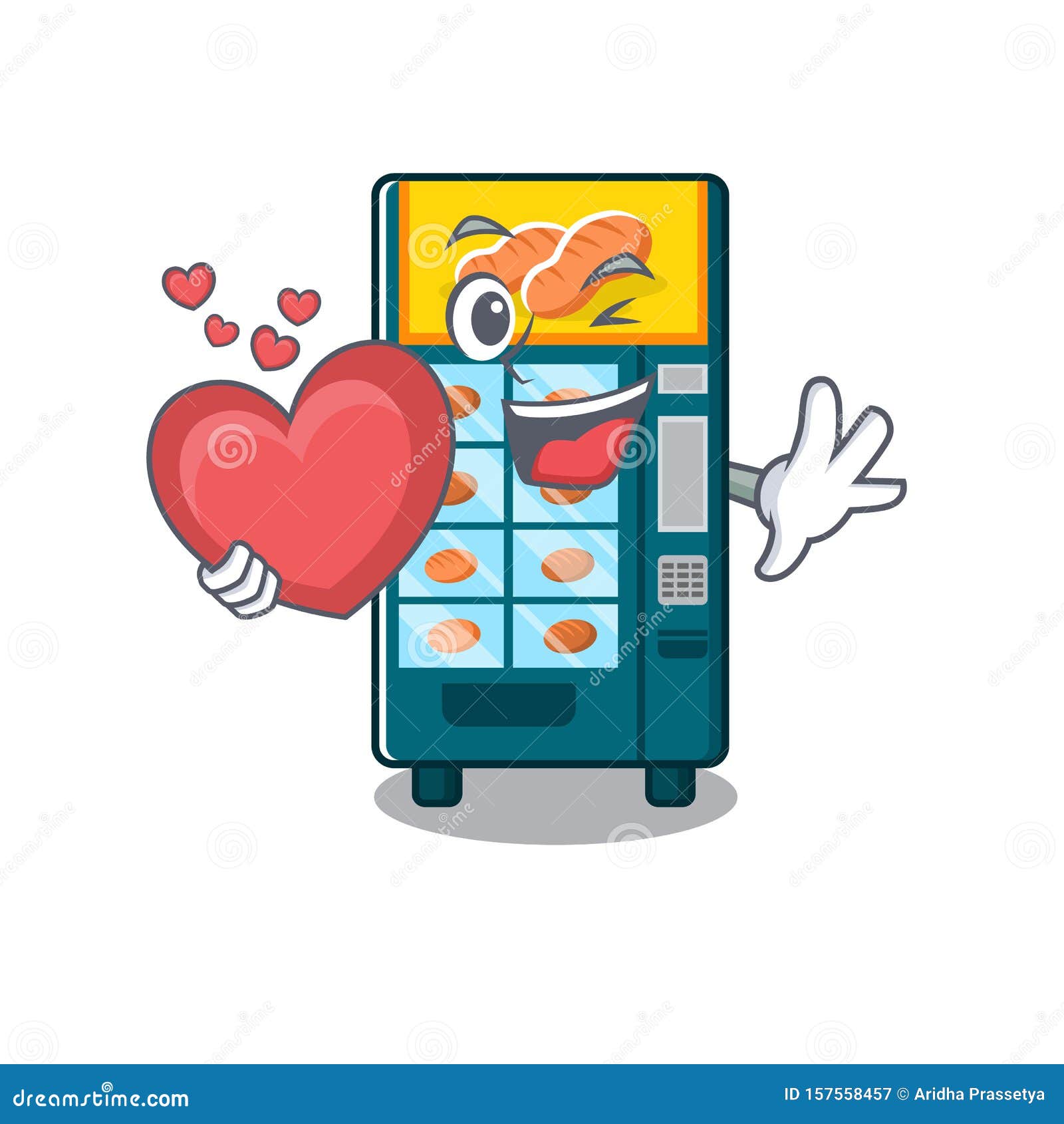 With Heart Bakery Vending Machine in a Mascot Stock Vector ...