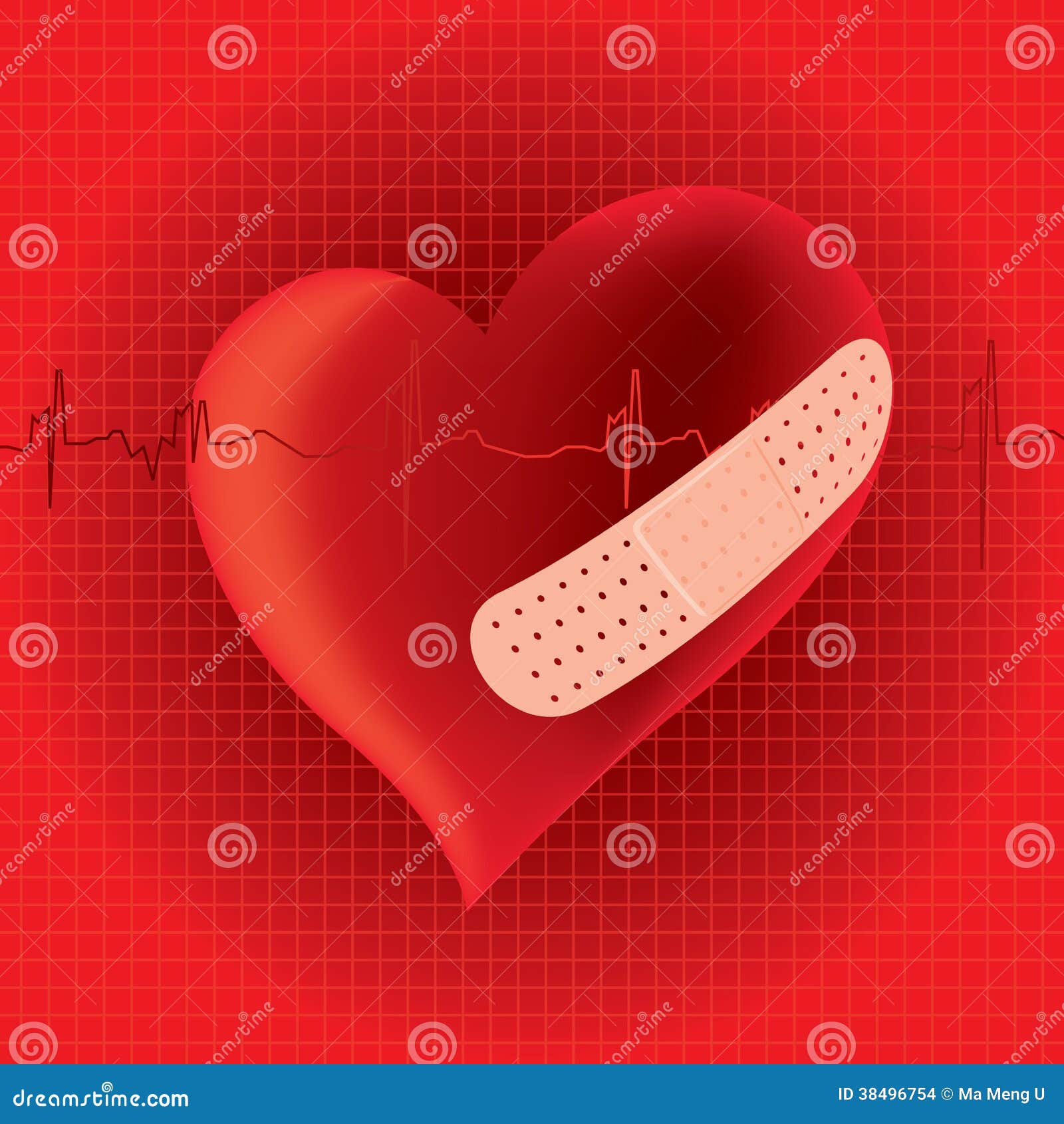 Heart with Band Aid Illustration Stock Vector - Illustration of ...