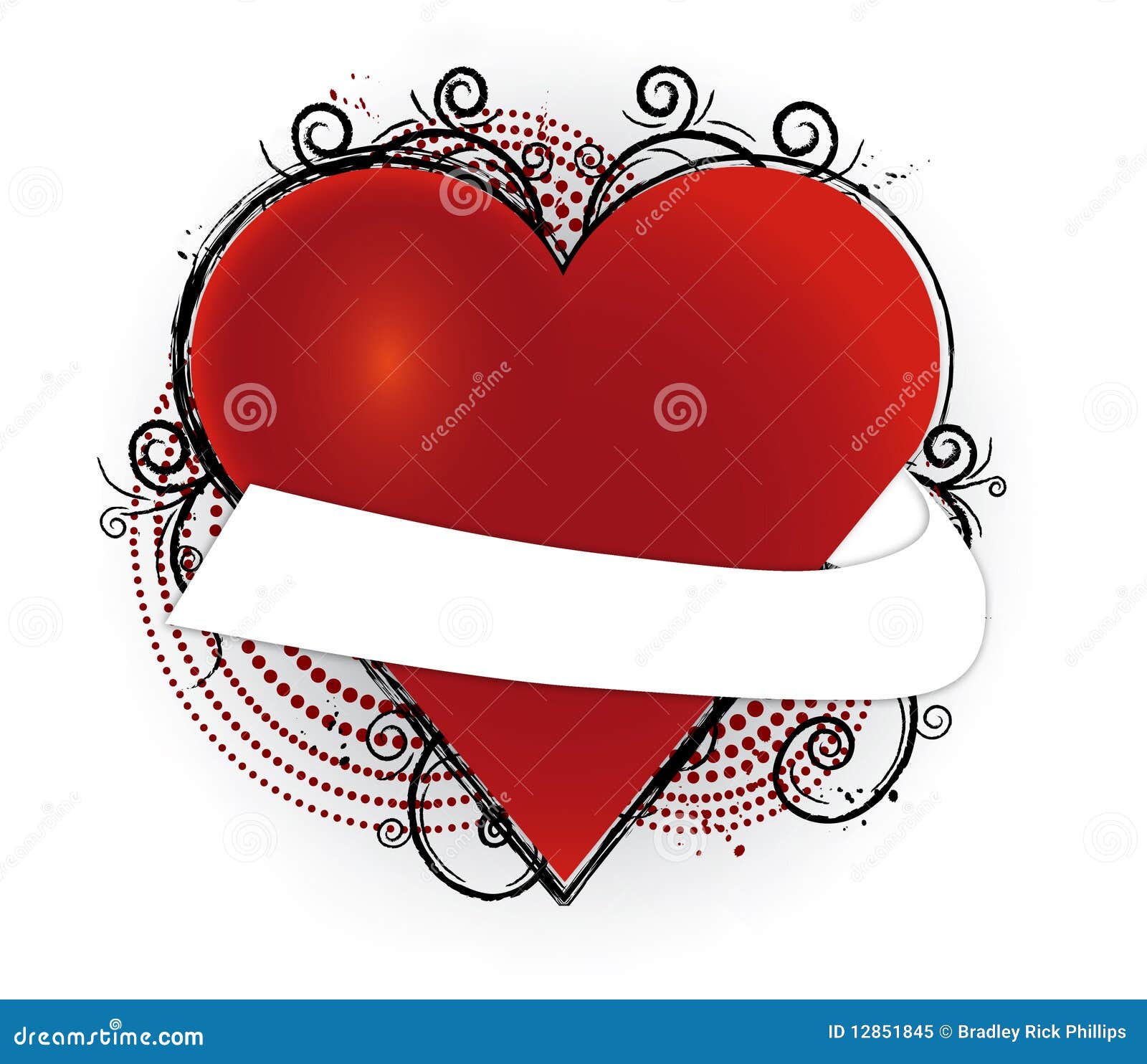 Heart with banner stock illustration. Illustration of black - 12851845