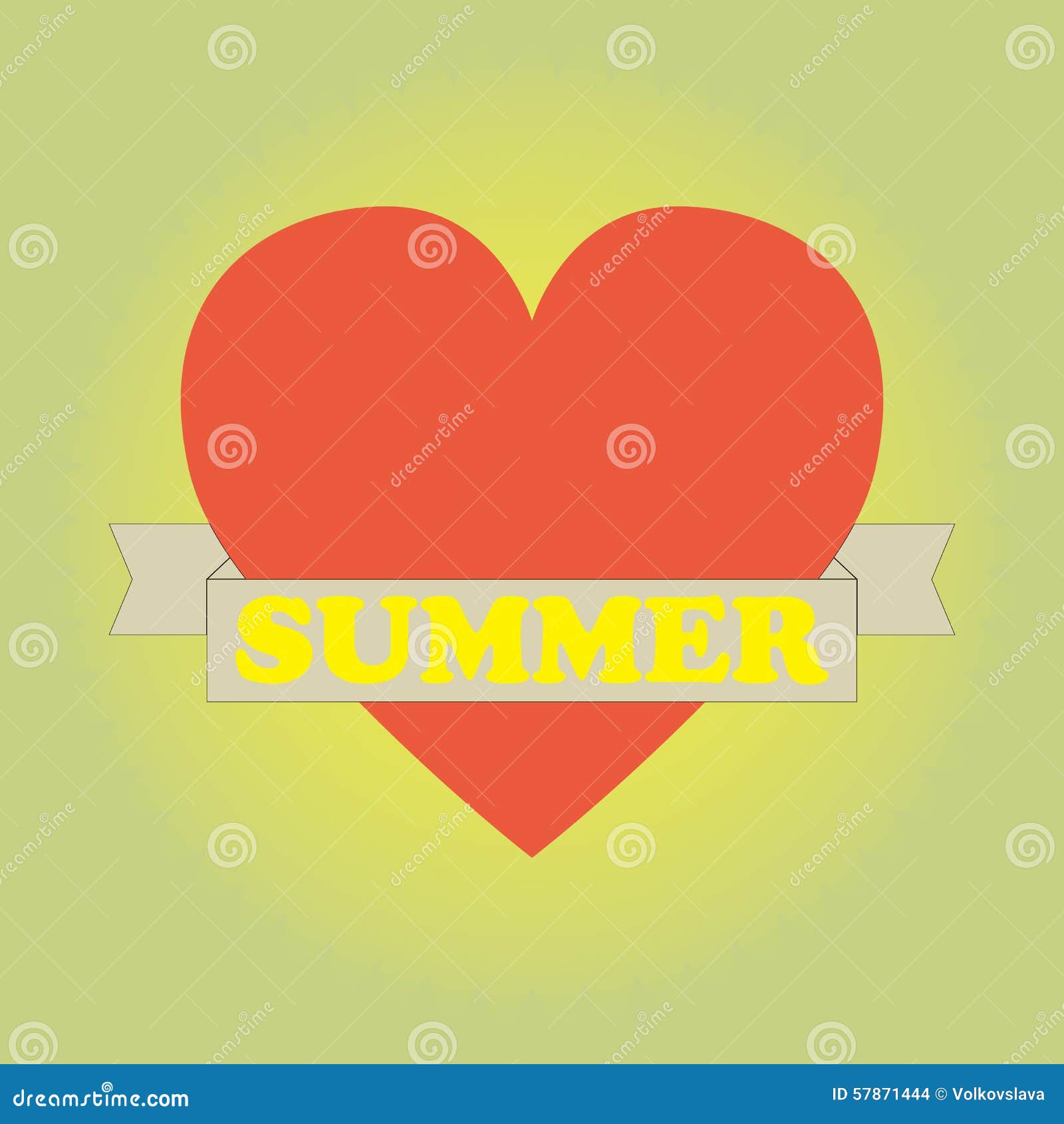 Heart with banner Summer. stock vector. Illustration of sign - 57871444