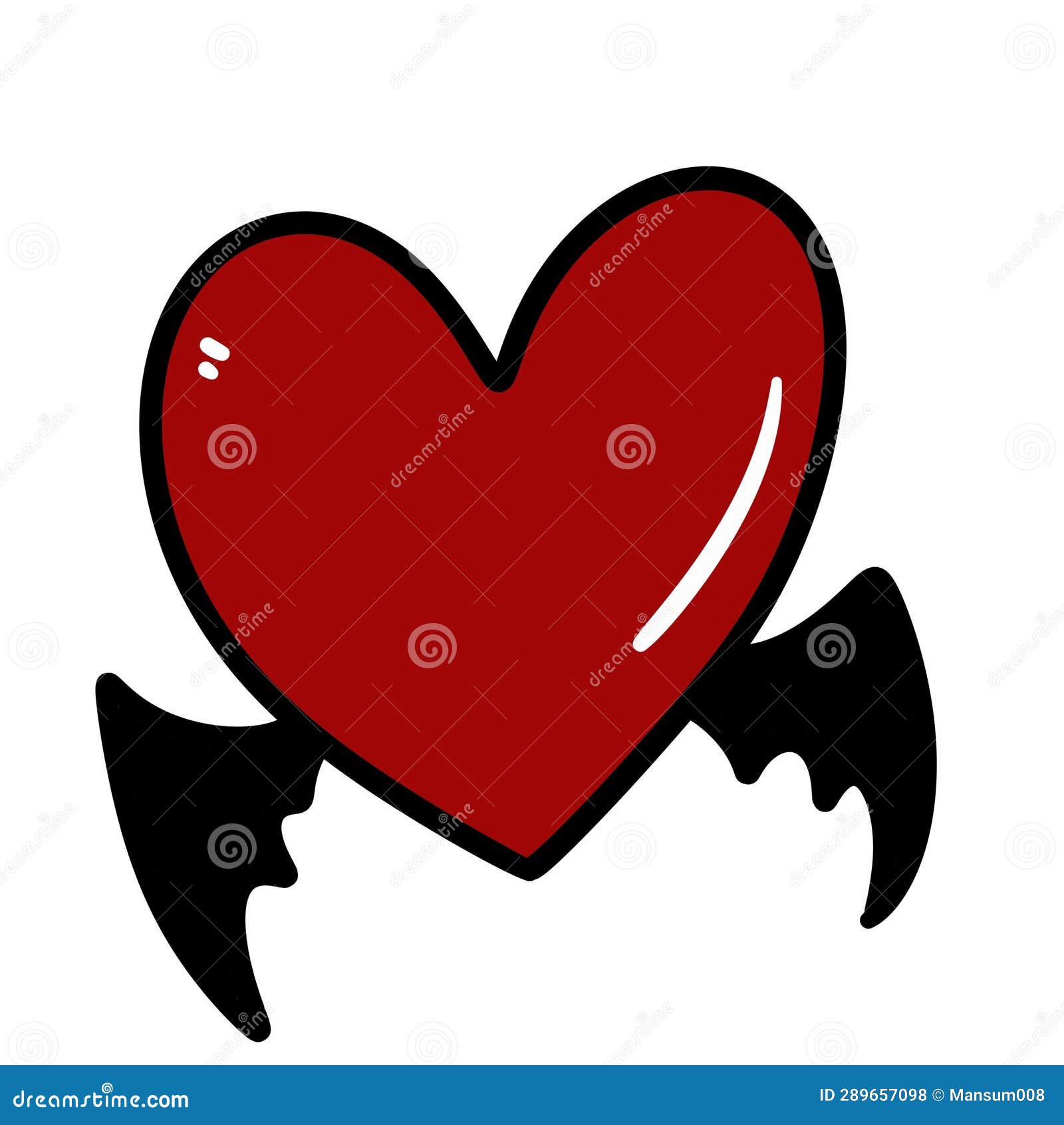 Heart with a Bat on White Background Stock Illustration - Illustration ...