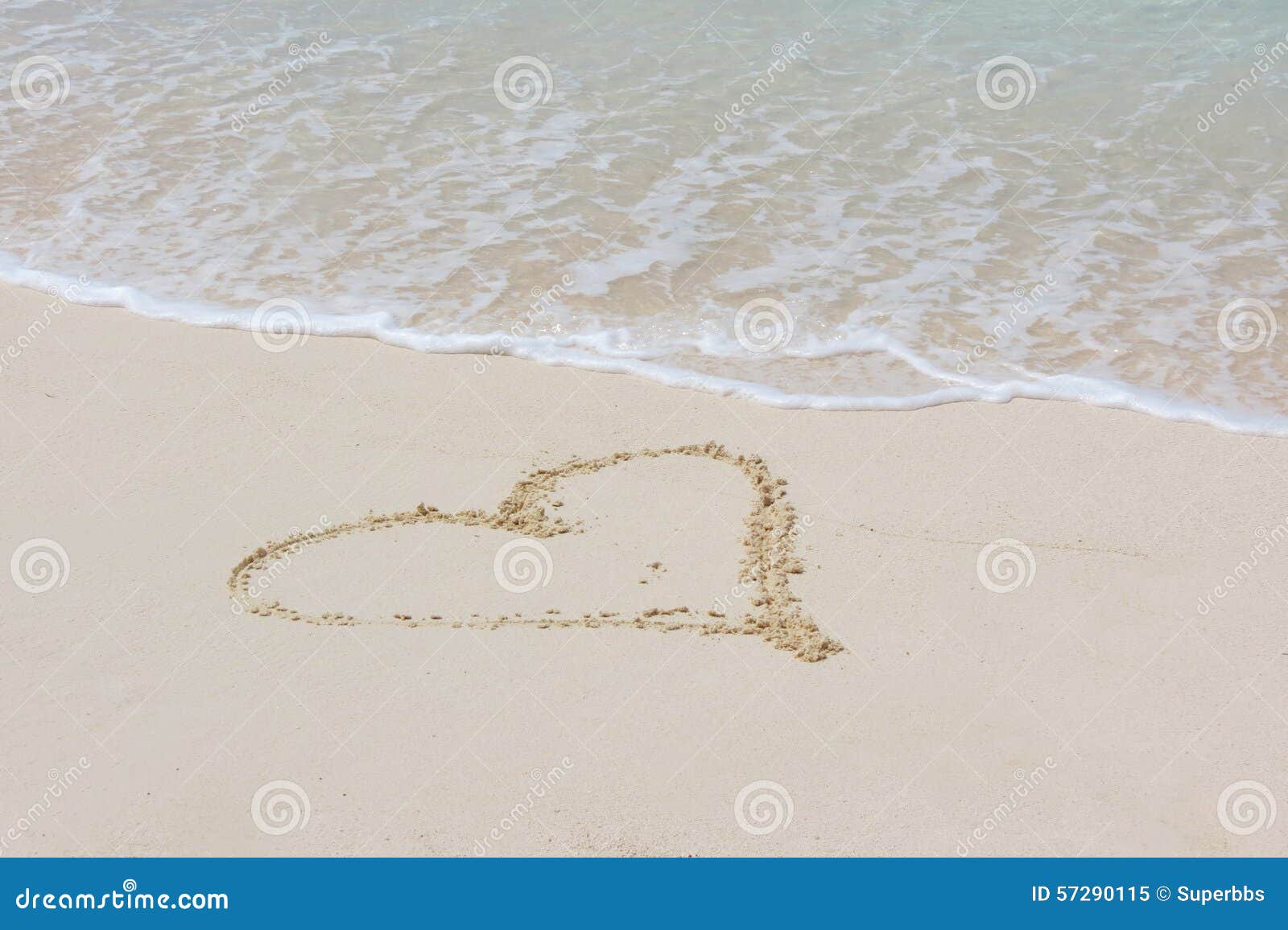 Heart in Beach Sand with Wave Stock Image - Image of valentines ...