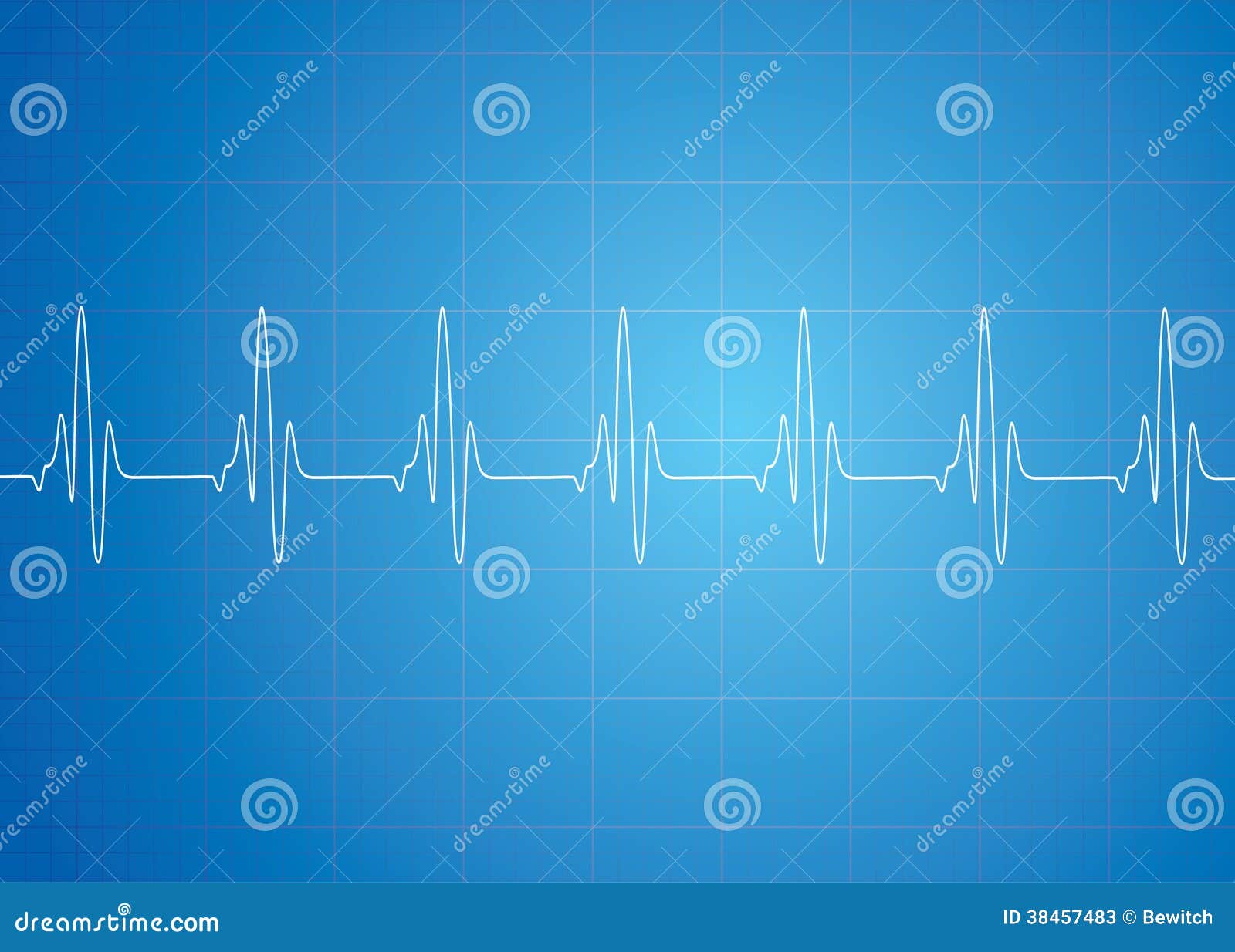 Heart Beat on Blue Background Stock Illustration - Illustration of wave ...