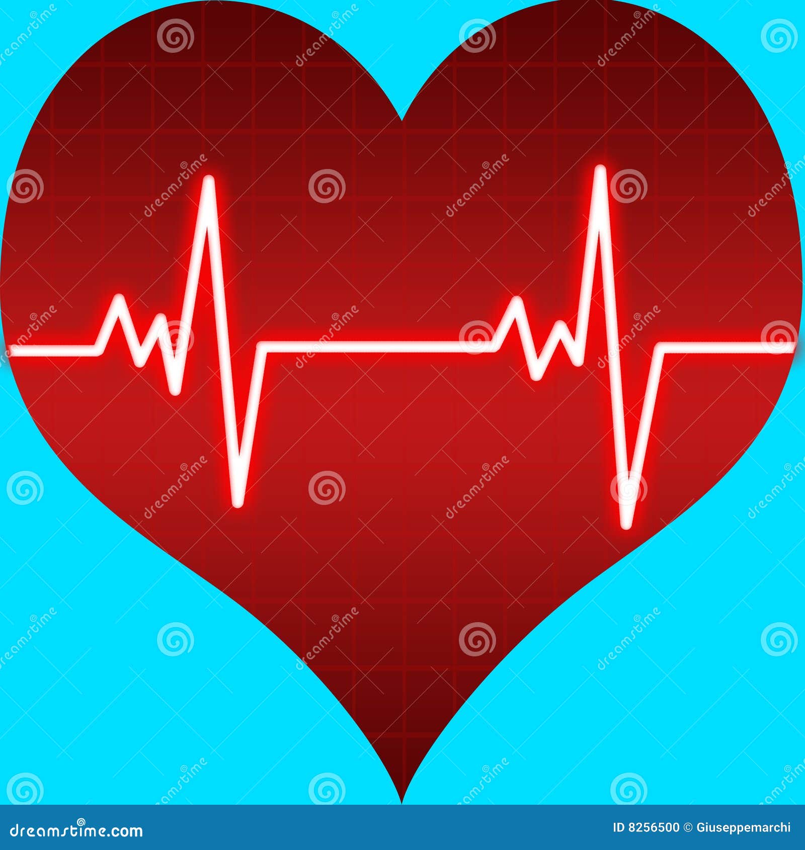 Heart beat on heart shape stock illustration. Illustration of display ...