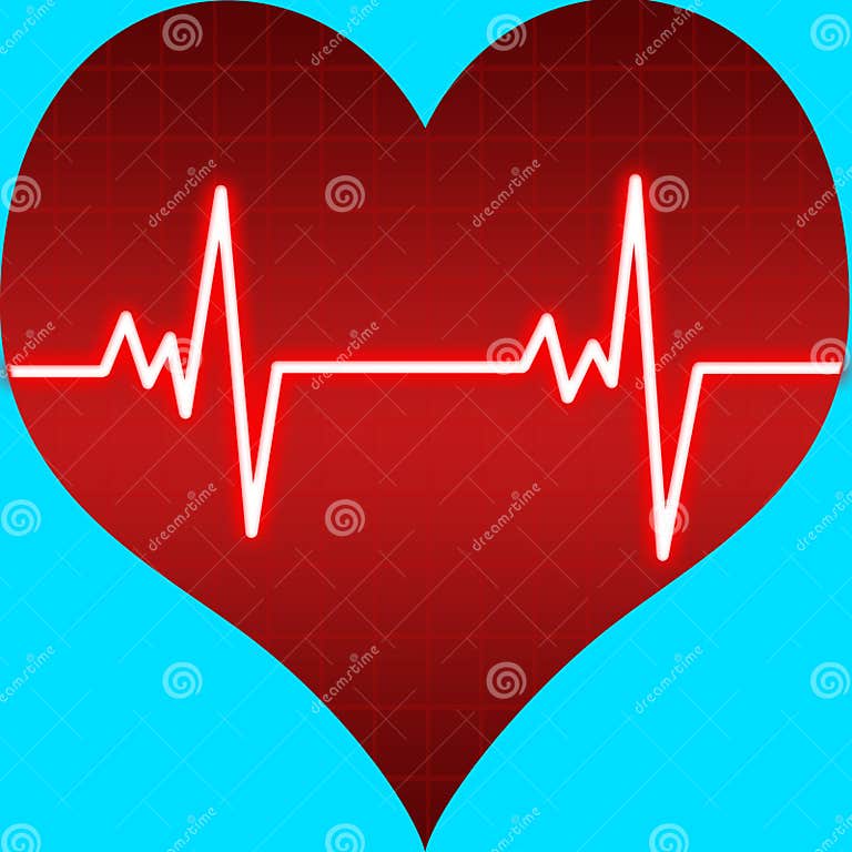Heart beat on heart shape stock illustration. Illustration of display ...
