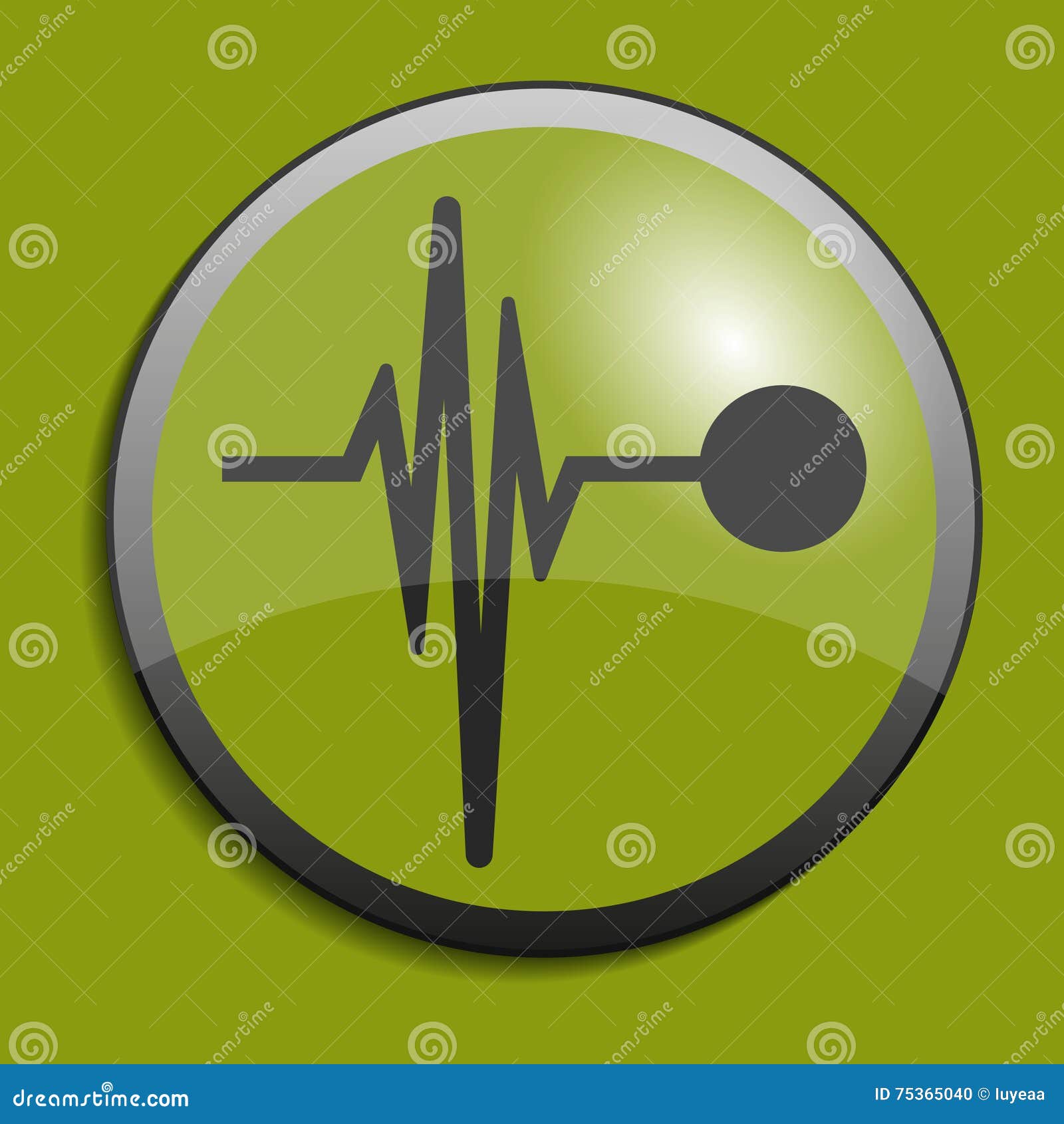 Heart Beat Line Icon on Circle Button. Vector Stock Vector ...
