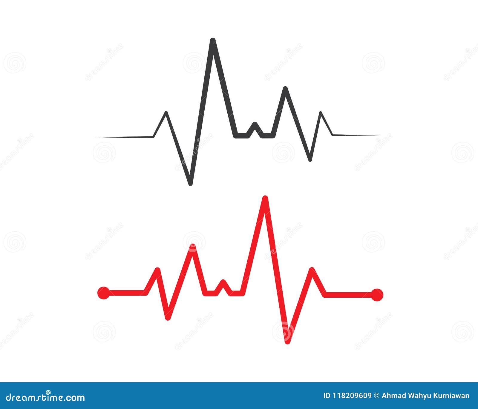 Heart Beat Line. Red Healthy Pulse Trace. Electrocardiogram Or ECG ...