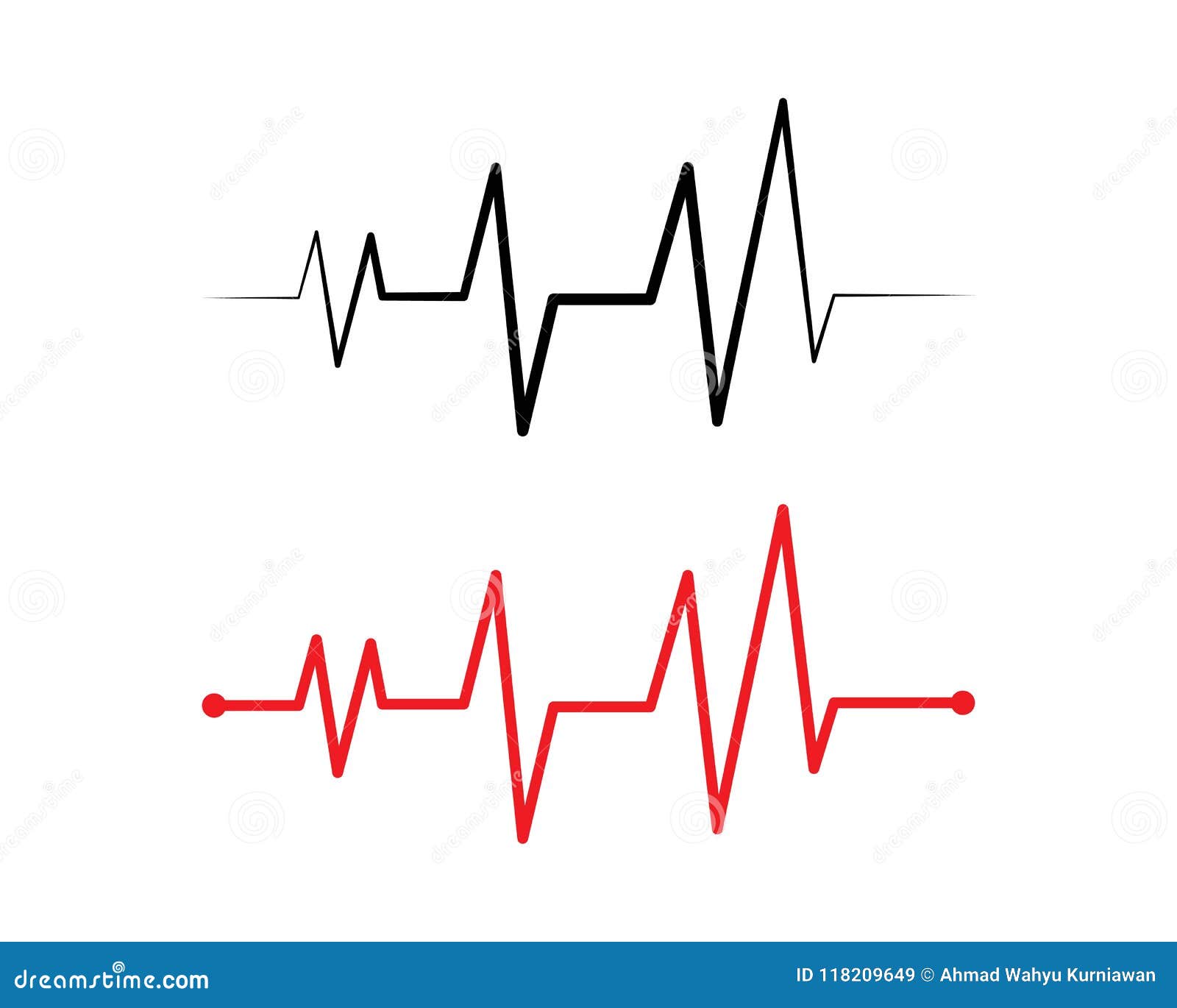 Heart Beat Ecg Or Ekg Seamless Black Line On Blue Paper Vector ...