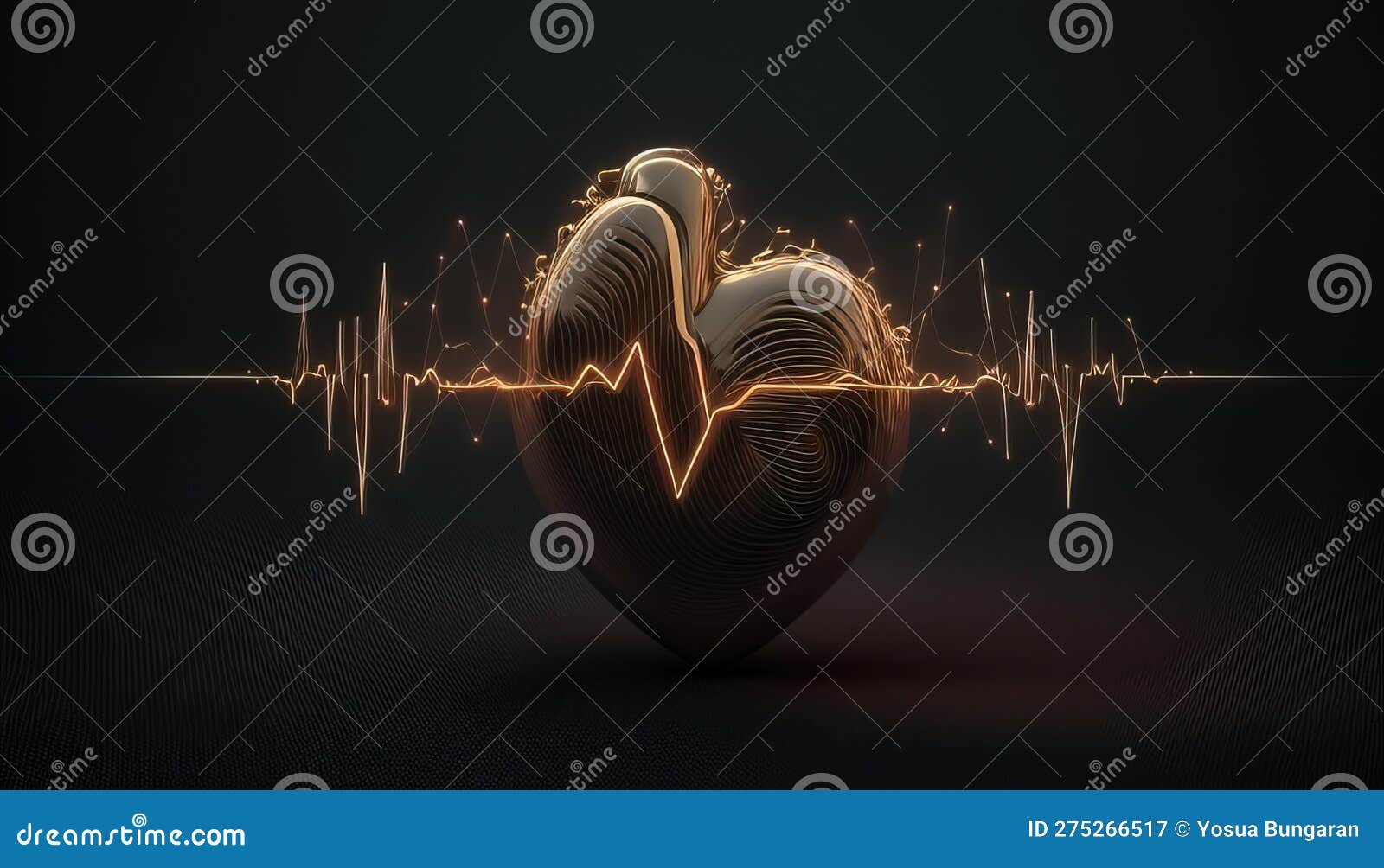Heart Beat Pulse, Digital Art Illustration, Generative AI Stock ...