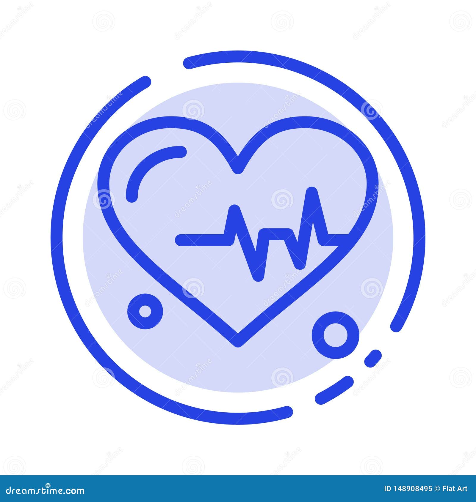 Heart, Beat, Science Blue Dotted Line Line Icon Stock Vector ...