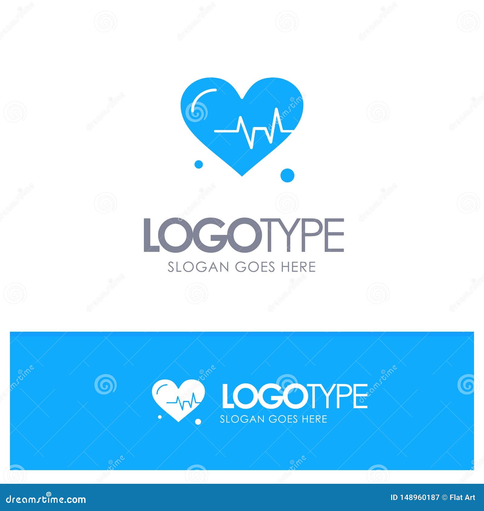 Heart, Beat, Science Blue Solid Logo with Place for Tagline Stock ...