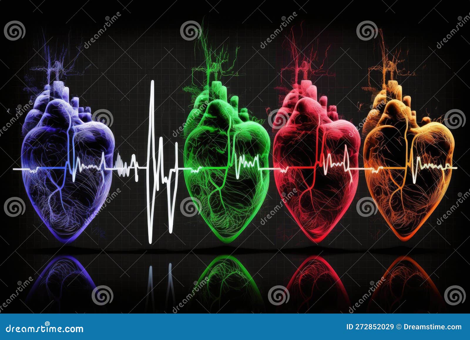 Heart Beating, with Each Beat Represented by a Different Color Stock ...