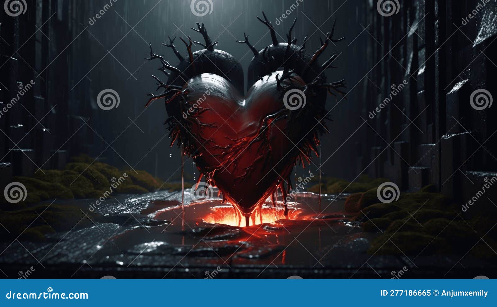 Heart--Dark theme stock illustration. Illustration of fluid - 277186665
