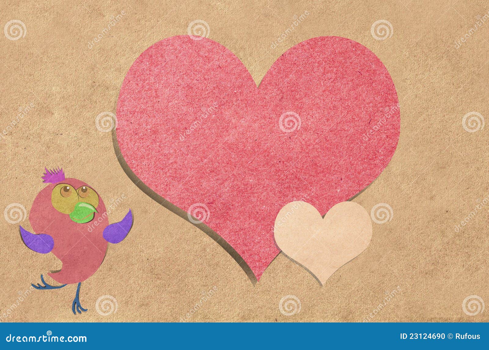 Heart and Bird Recycled Paper Craft Stock Photo - Image of note ...