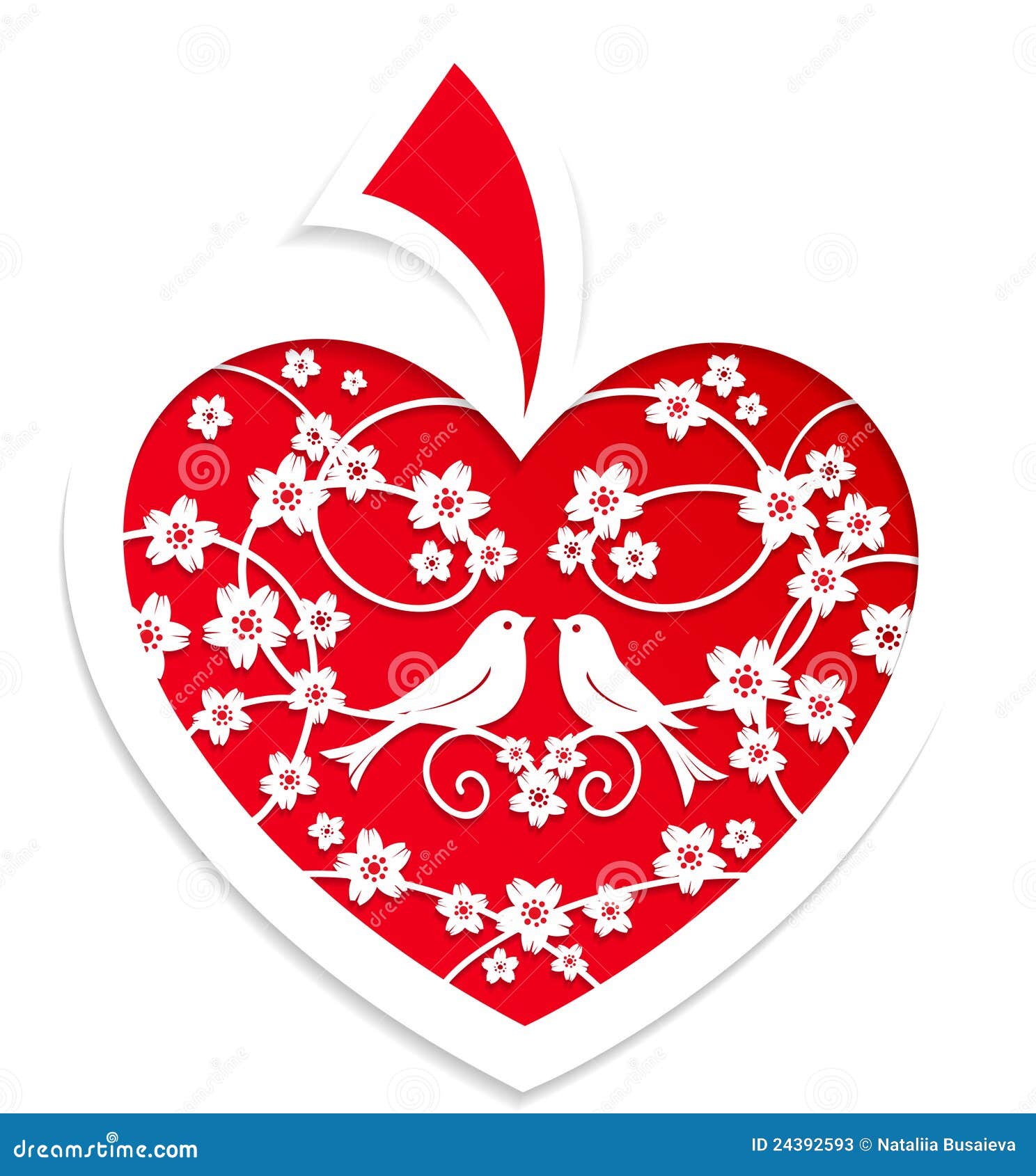 Heart_with_birds stock vector. Illustration of flirting - 24392593