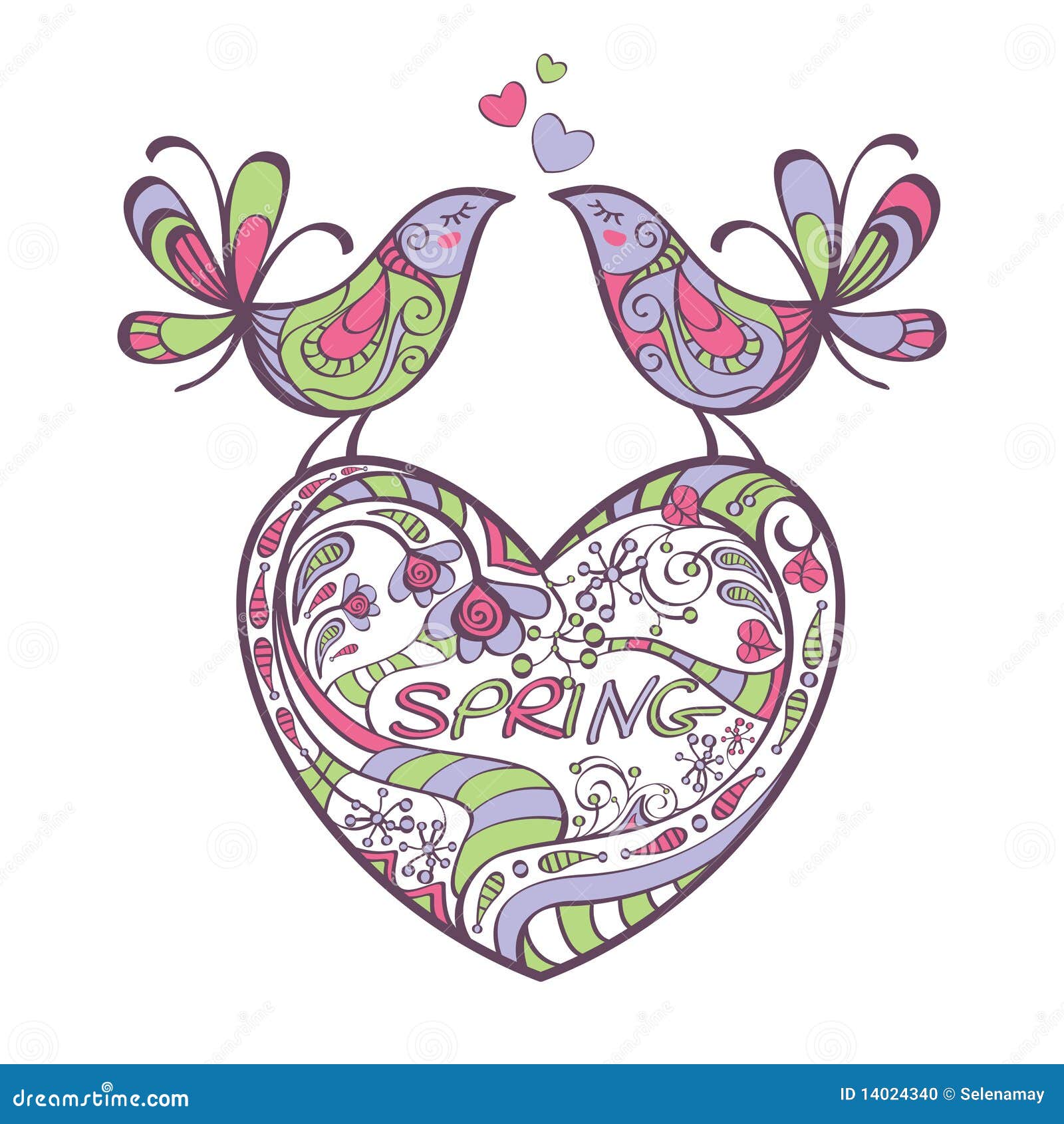 Heart, birds, spring stock vector. Illustration of bird - 14024340