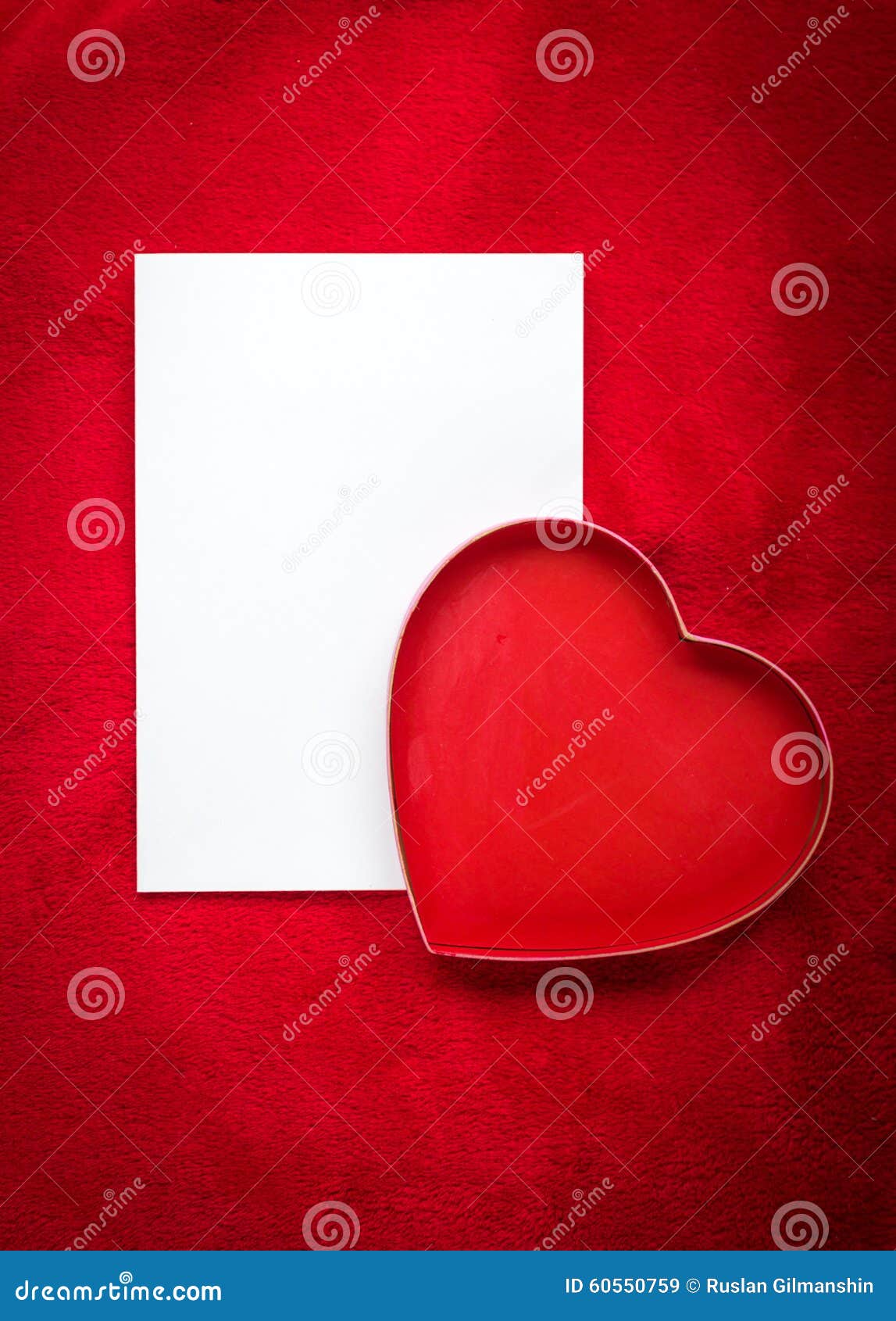 Heart with a Blank Card on Red Background Stock Image - Image of blank ...