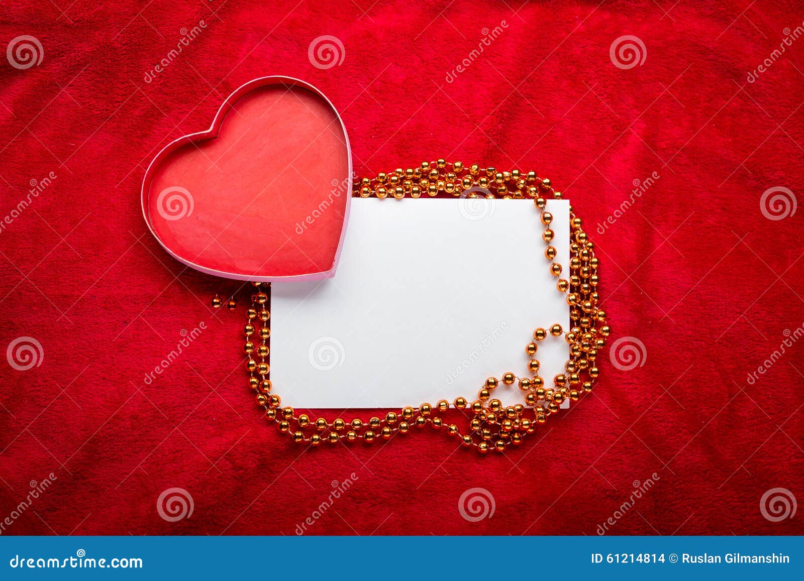 Heart with a Blank Card on Red Background Stock Photo - Image of ...