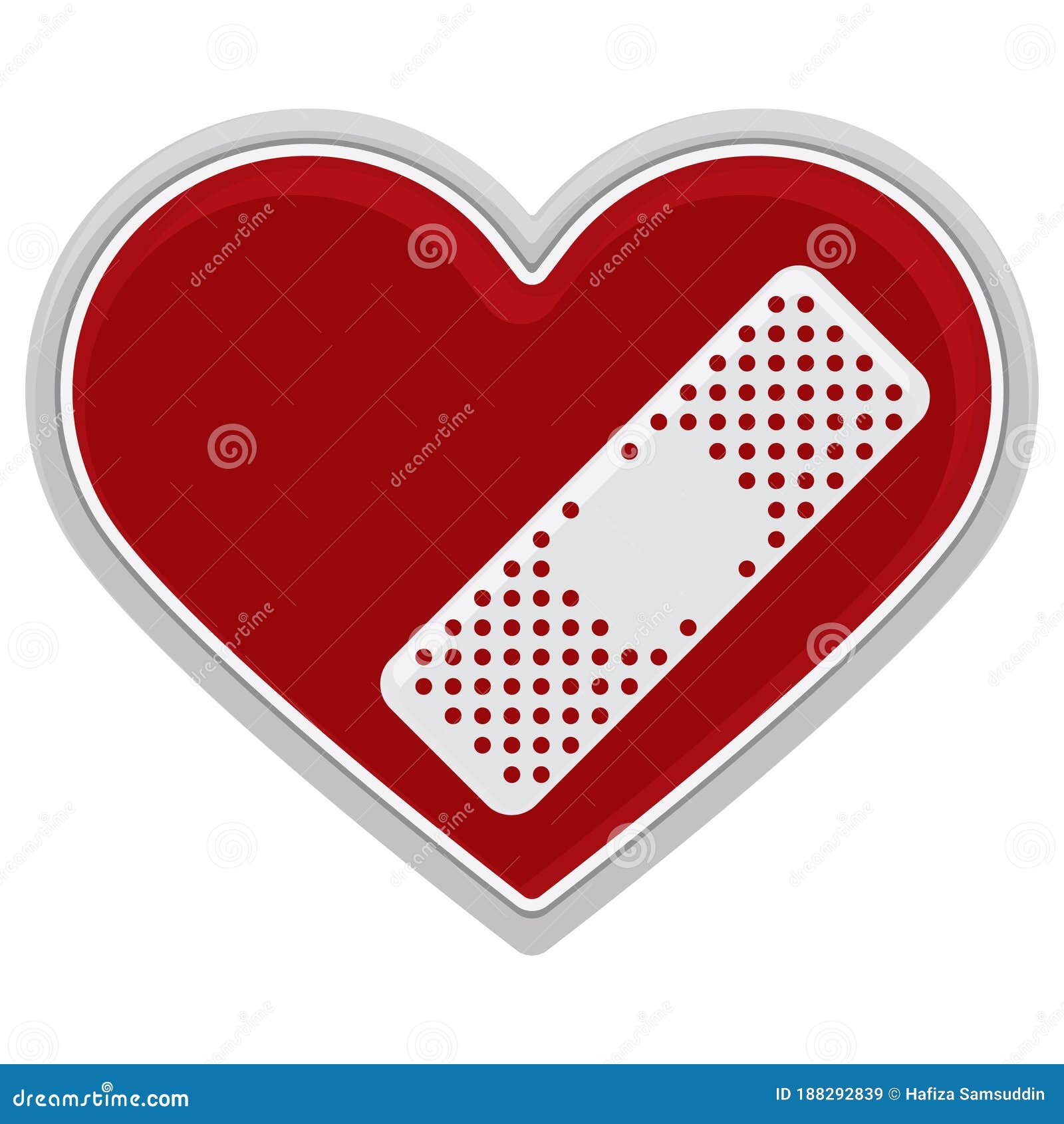 Heart with Blood and Bandage. Vector Illustration Decorative Design ...