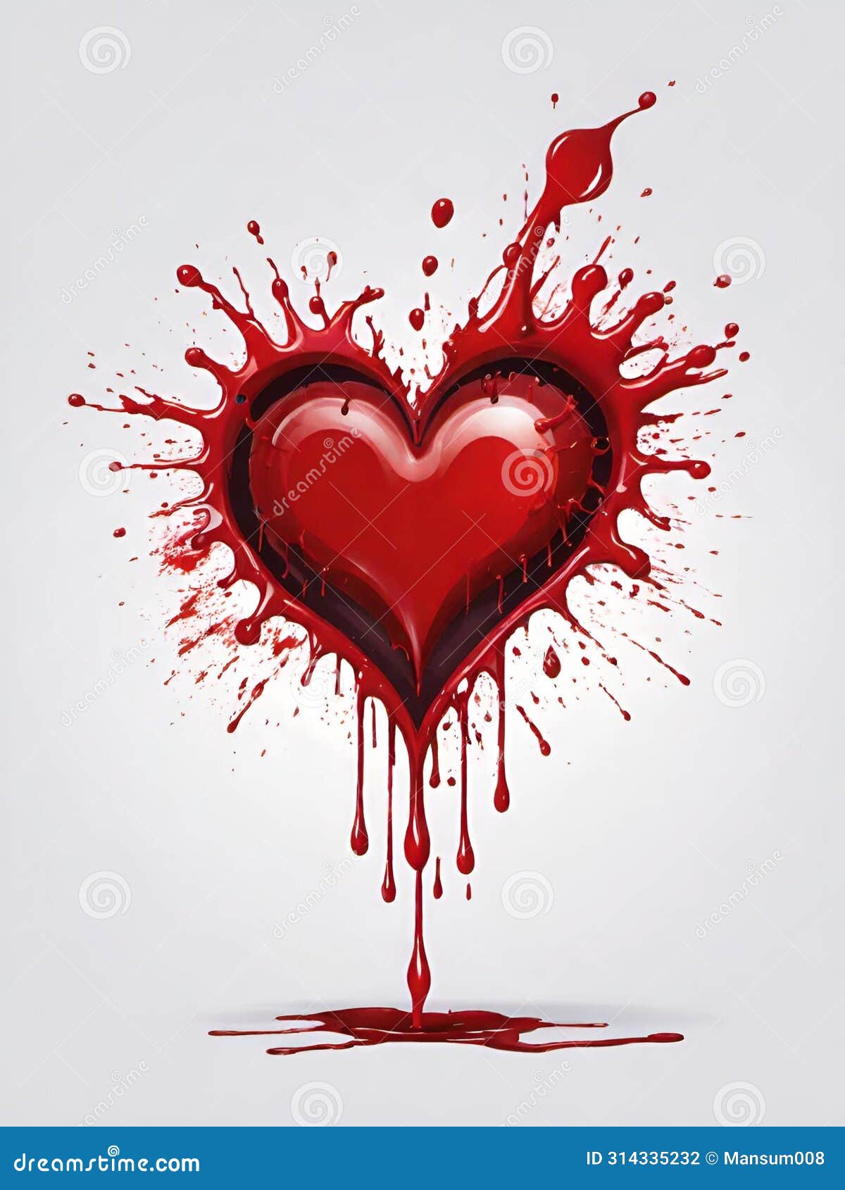 Heart of a Blood Splash on White Background Stock Illustration ...