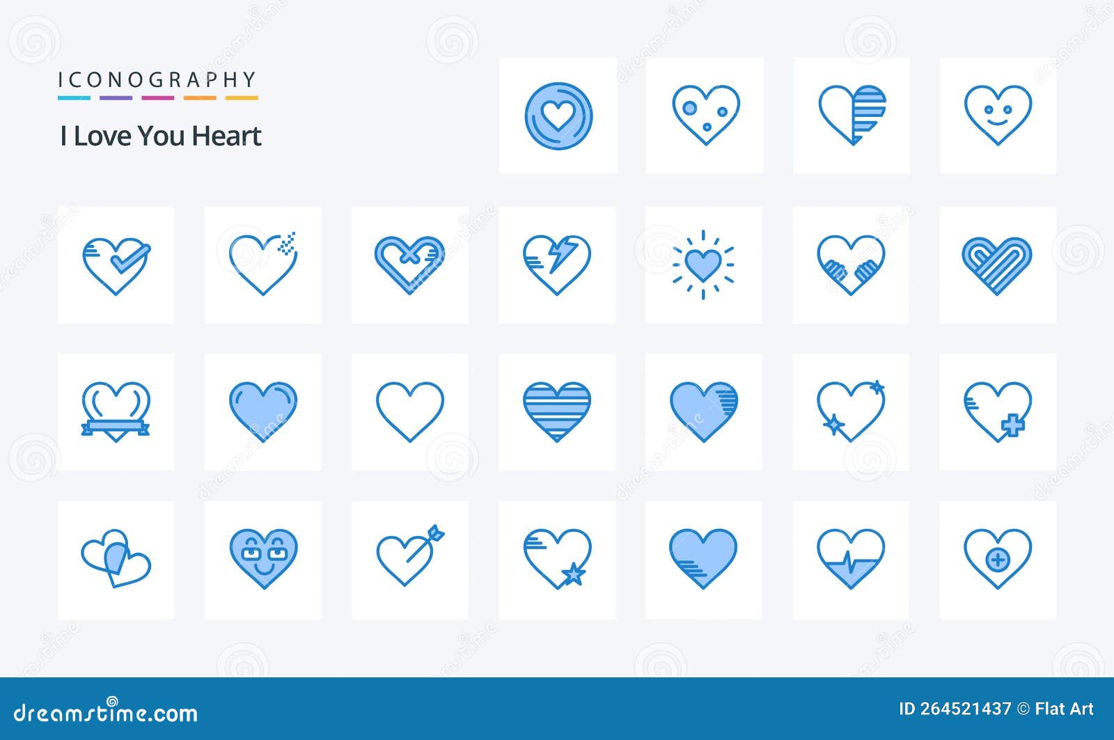 25 Heart Blue icon pack stock vector. Illustration of favorites - 264521437