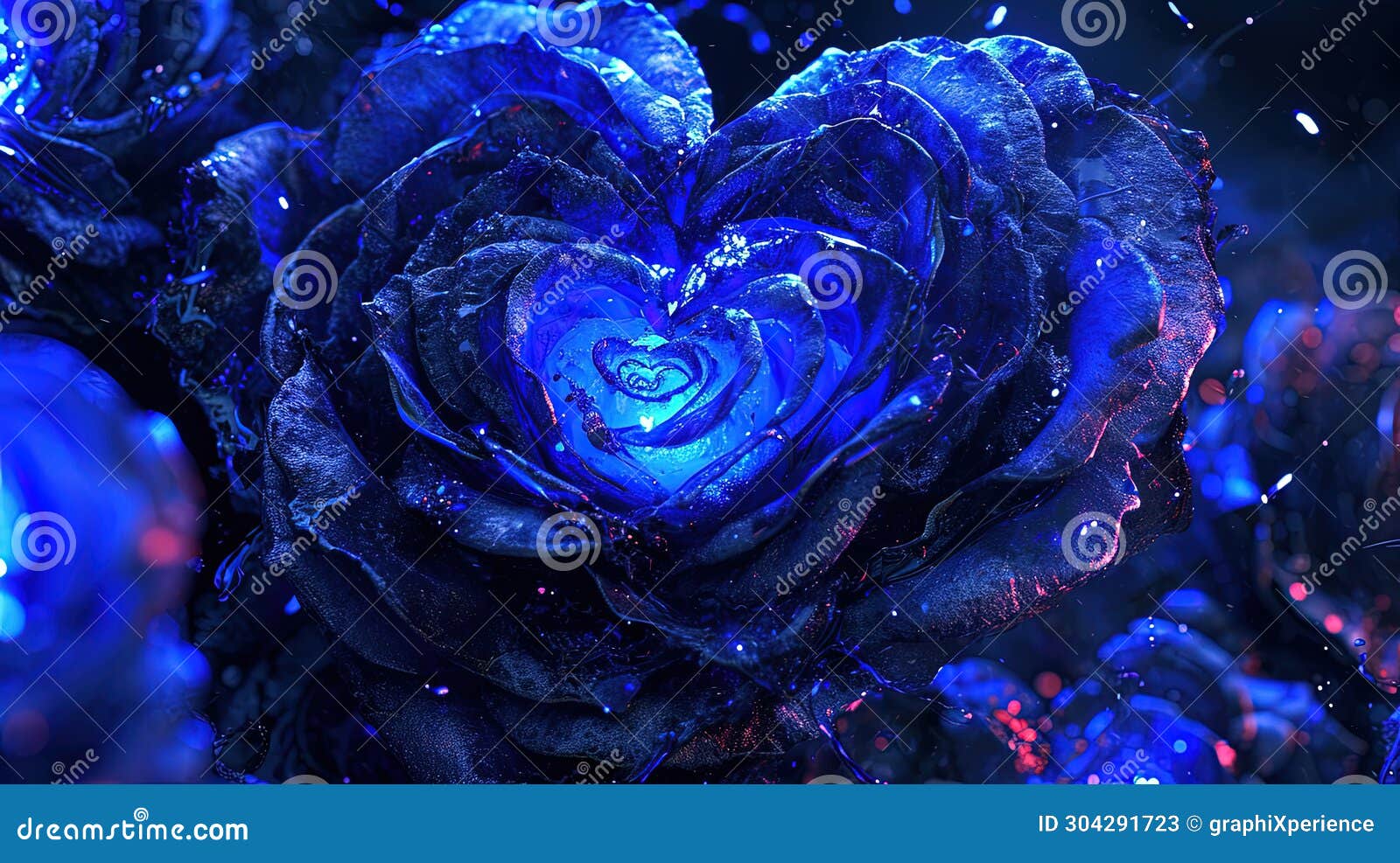 Heart Blue Rose with Enchanting Realms Stock Illustration ...
