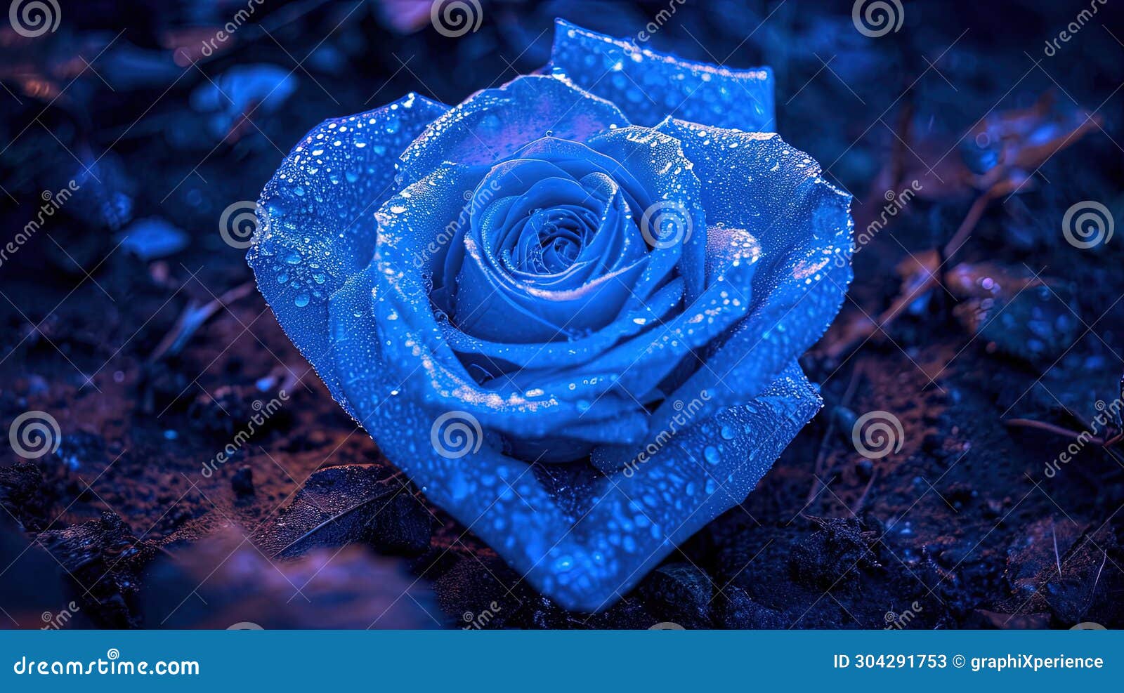 Heart Blue Rose with Enchanting Realms Stock Illustration ...