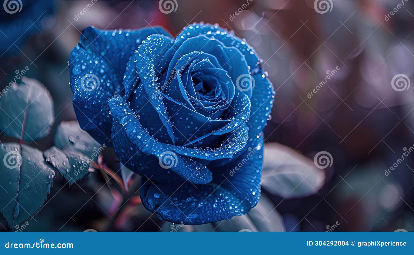 Heart Blue Rose with Enchanting Realms Stock Illustration ...