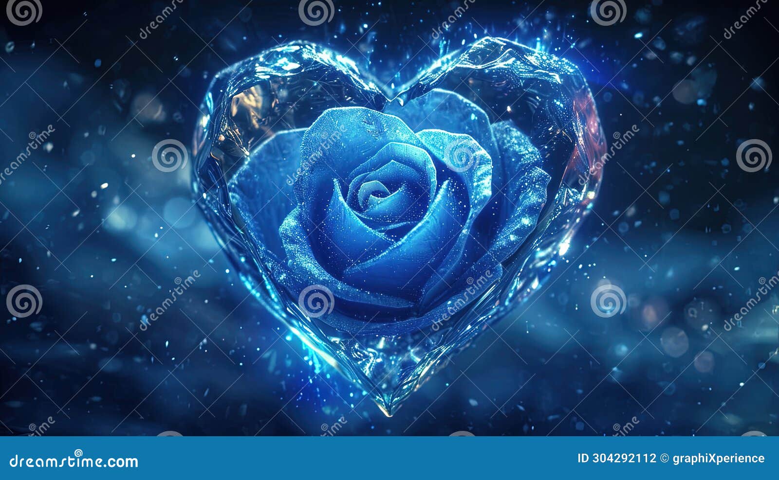 Heart Blue Rose with Enchanting Realms Stock Illustration ...