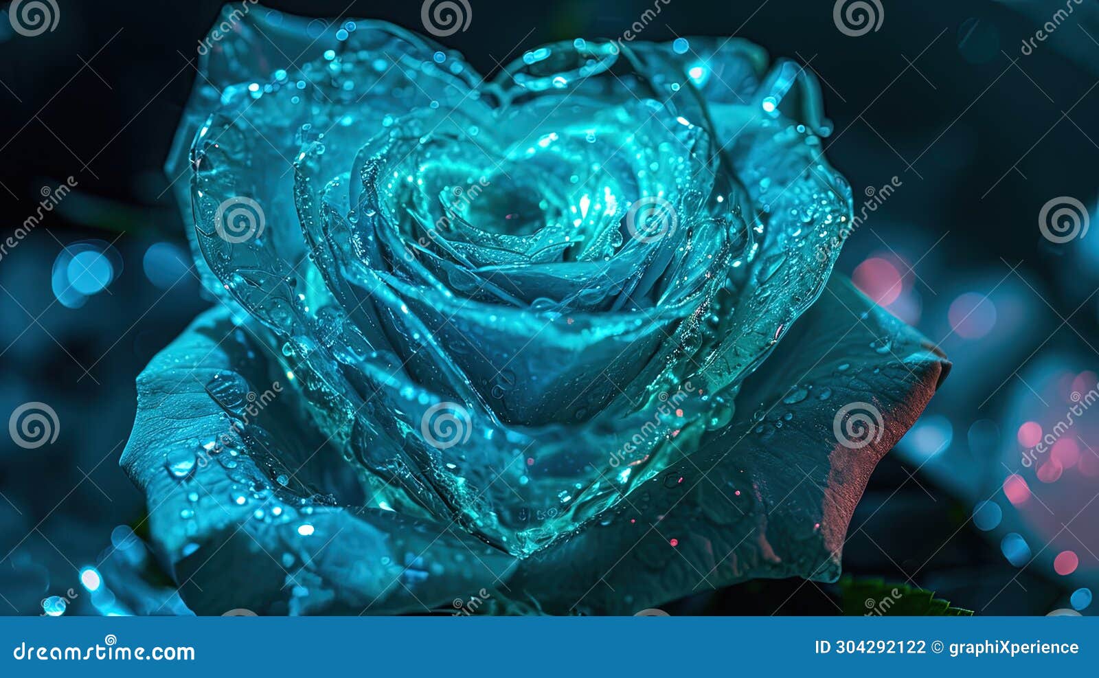 Heart Blue Rose with Enchanting Realms Stock Illustration ...