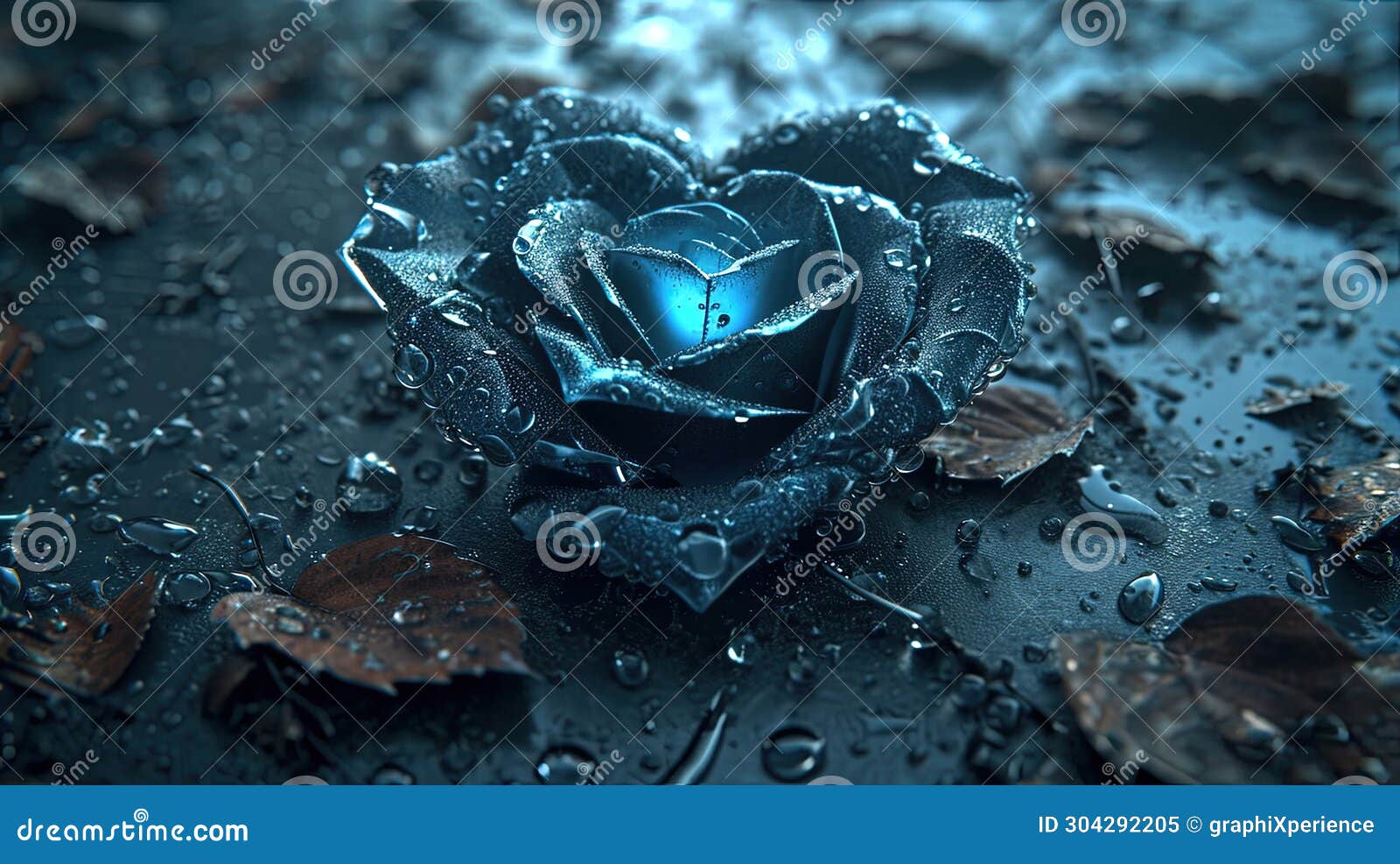 Heart Blue Rose with Enchanting Realms Stock Illustration ...