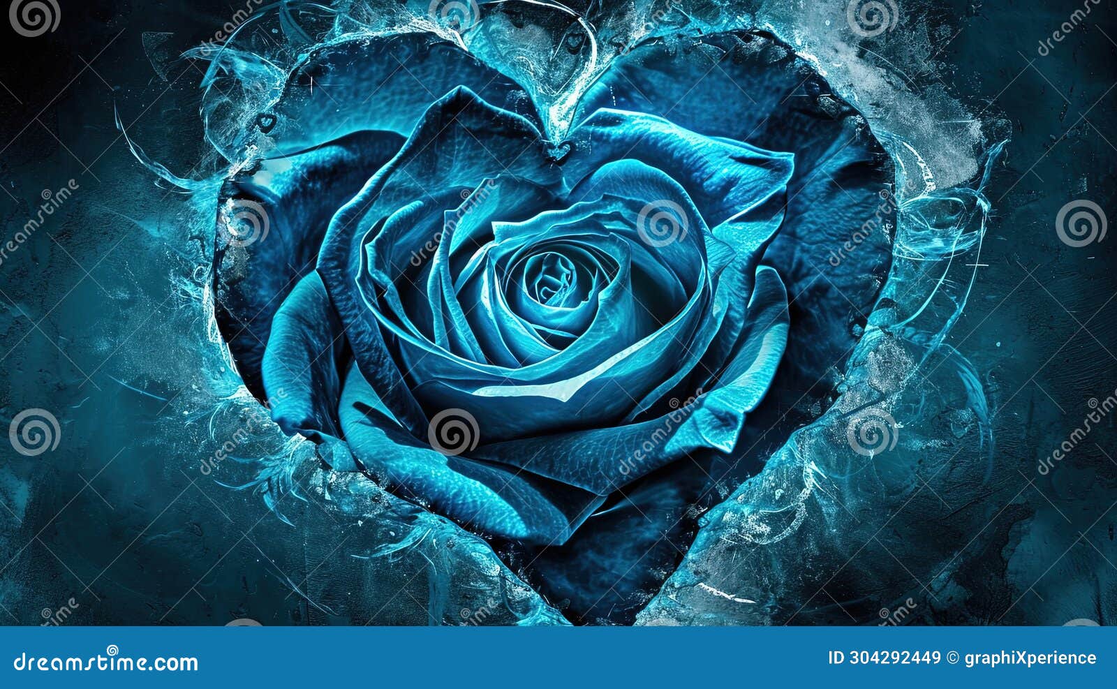 Heart Blue Rose with Enchanting Realms Stock Illustration ...