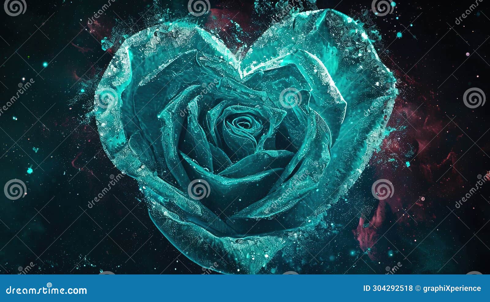 Heart Blue Rose with Enchanting Realms Stock Illustration ...