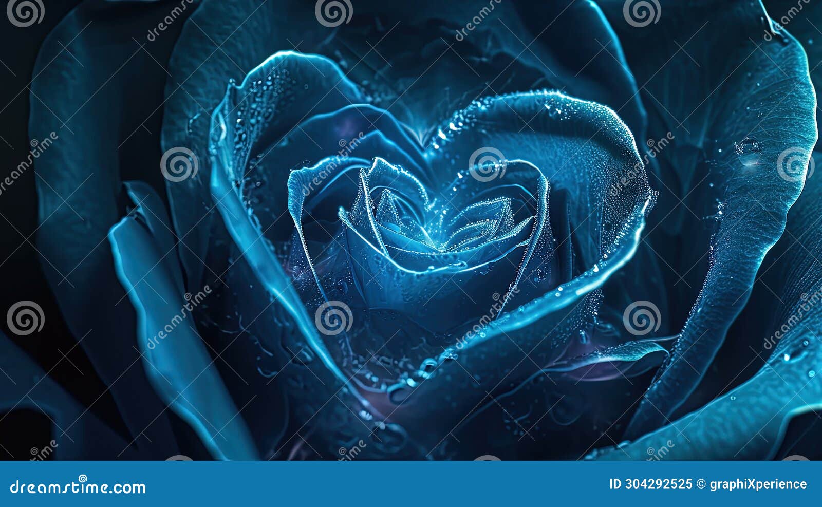 Heart Blue Rose with Enchanting Realms Stock Illustration ...