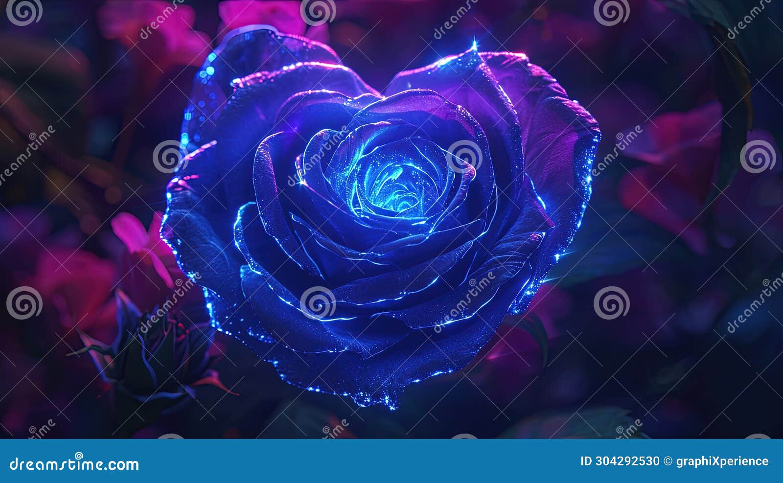 Heart Blue Rose with Enchanting Realms Stock Illustration ...