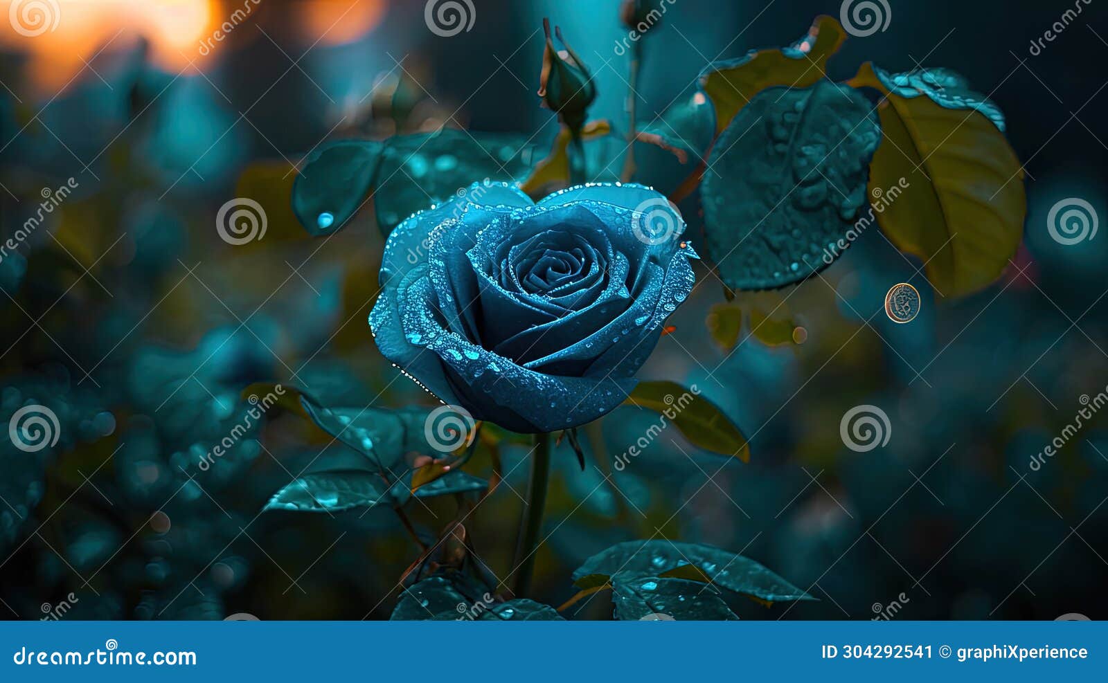 Heart Blue Rose with Enchanting Realms Stock Illustration ...