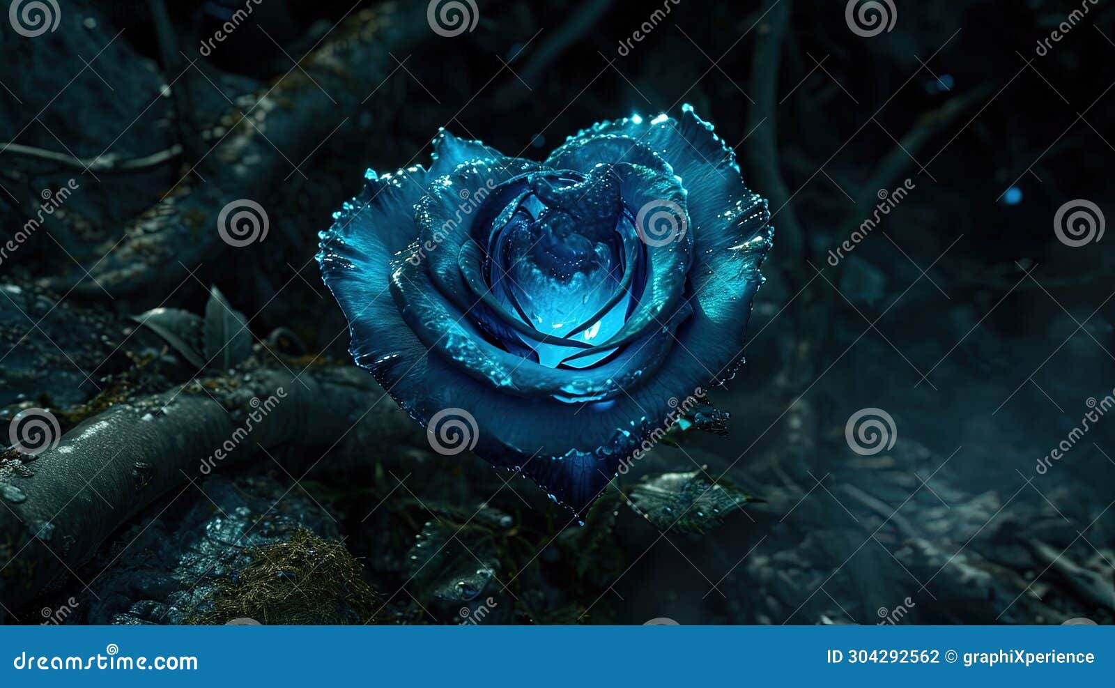 Heart Blue Rose with Enchanting Realms Stock Illustration ...