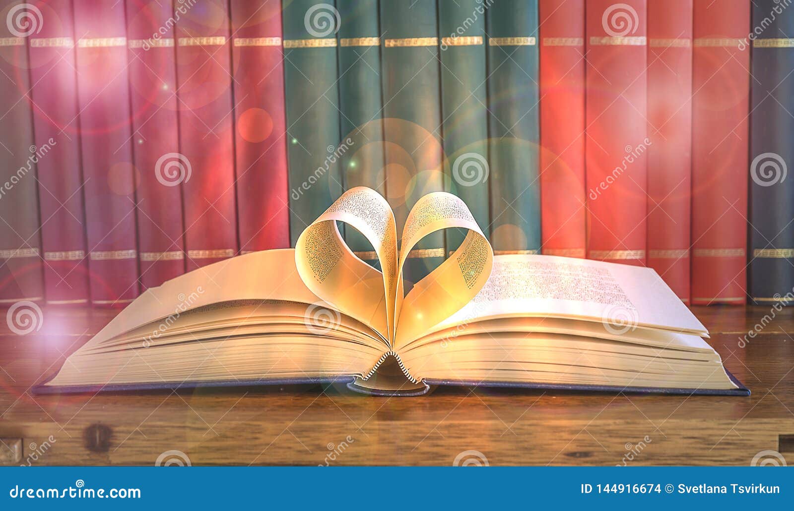 Heart and Book. a Open Book with Pages Forming the Heart, Rank of Books ...