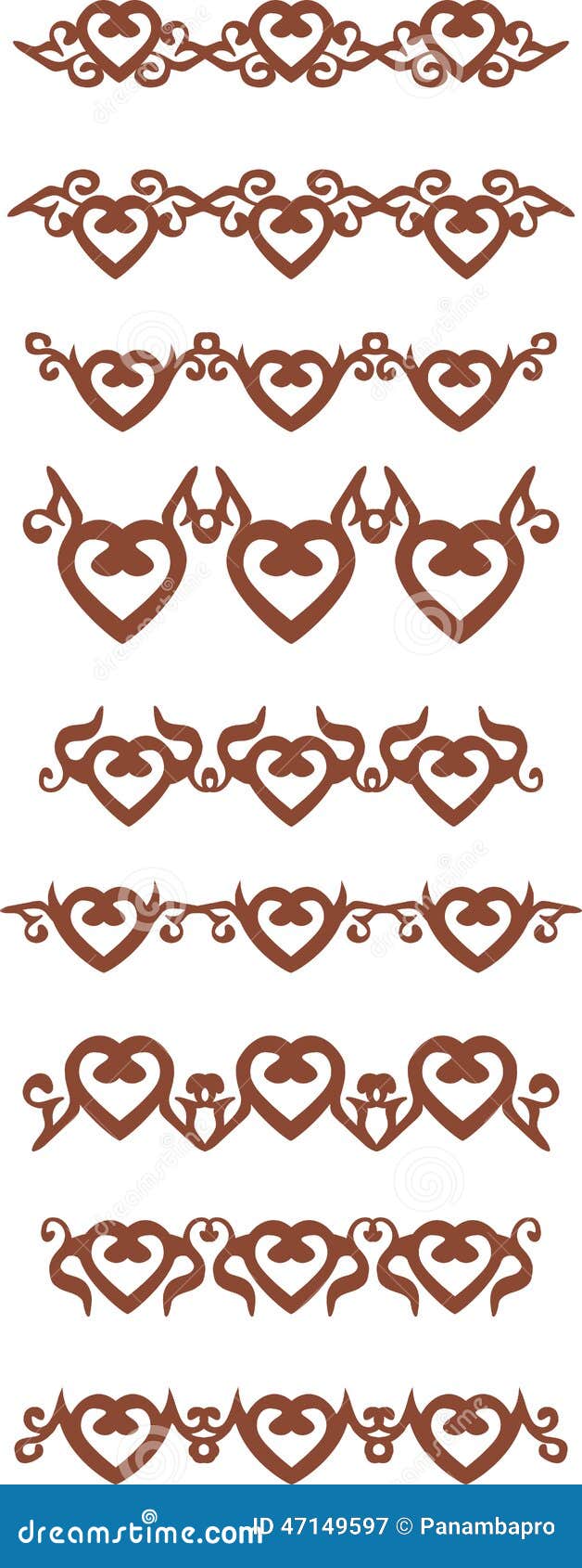 Heart border stock vector. Illustration of pattern, silhouette - 47149597